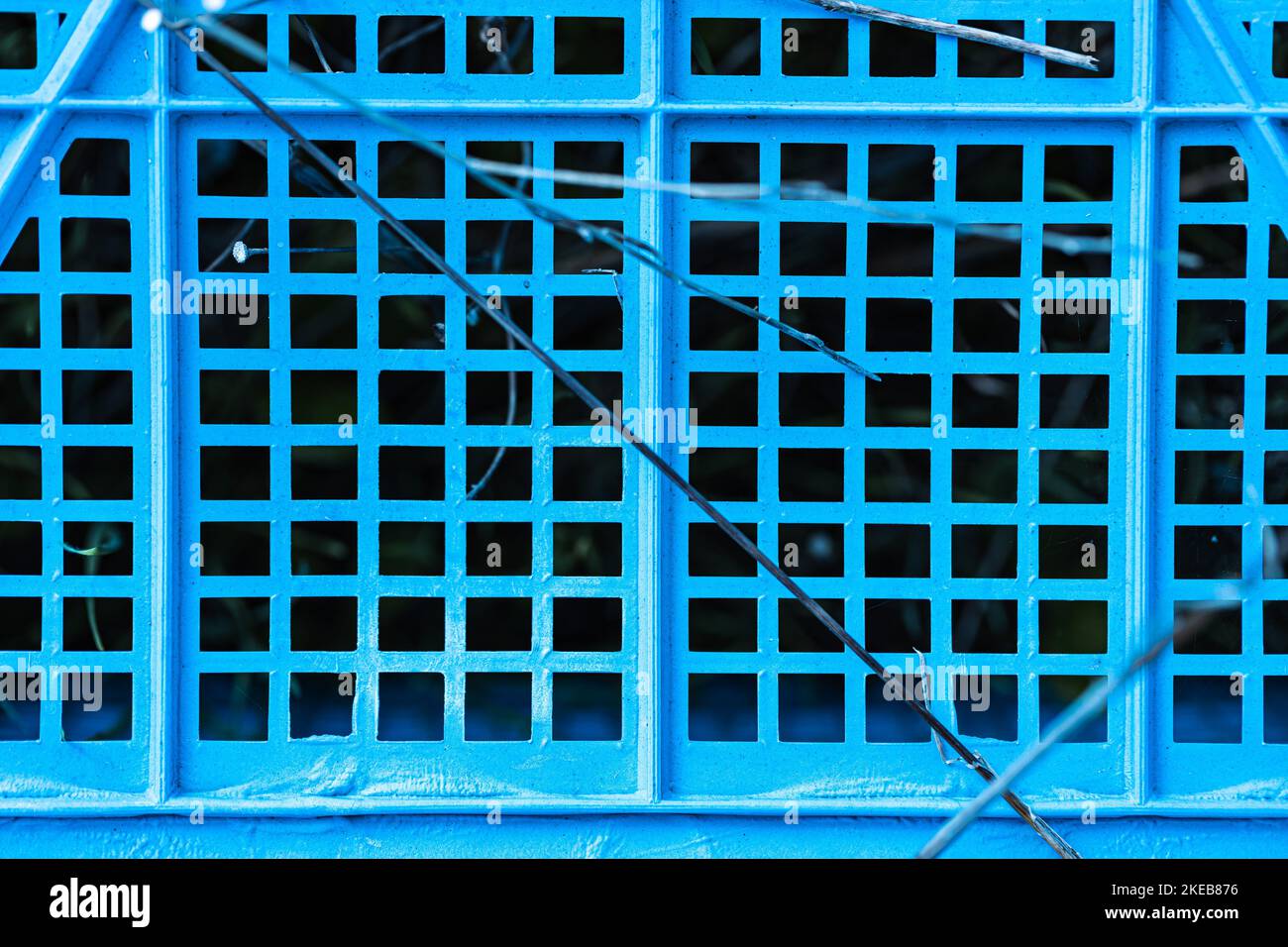A blue plastic box with square holes Stock Photo - Alamy