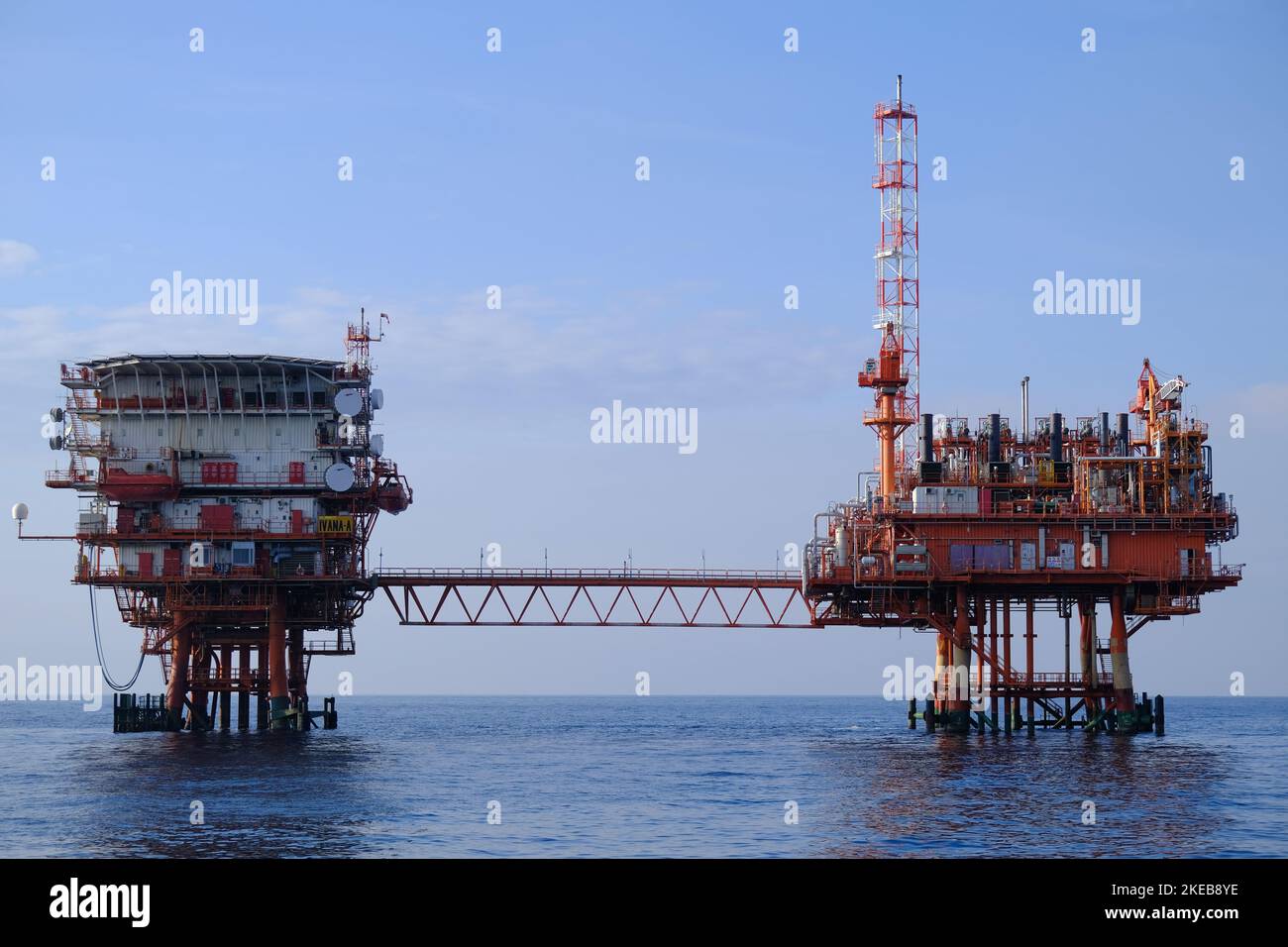 Ivana A and Ivana K gas platforms are seen on the pictures. INA's gas ...