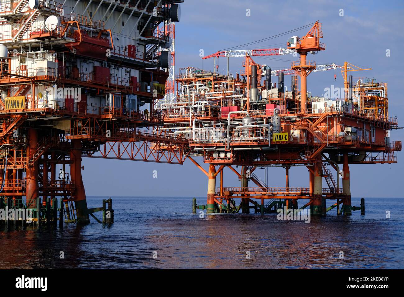 Ivana A and Ivana K gas platforms are seen on the pictures. INA's gas ...