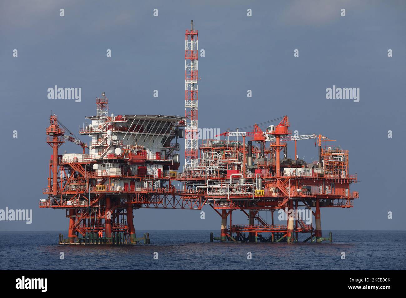Ivana A and Ivana K gas platforms are seen on the pictures. INA's gas ...