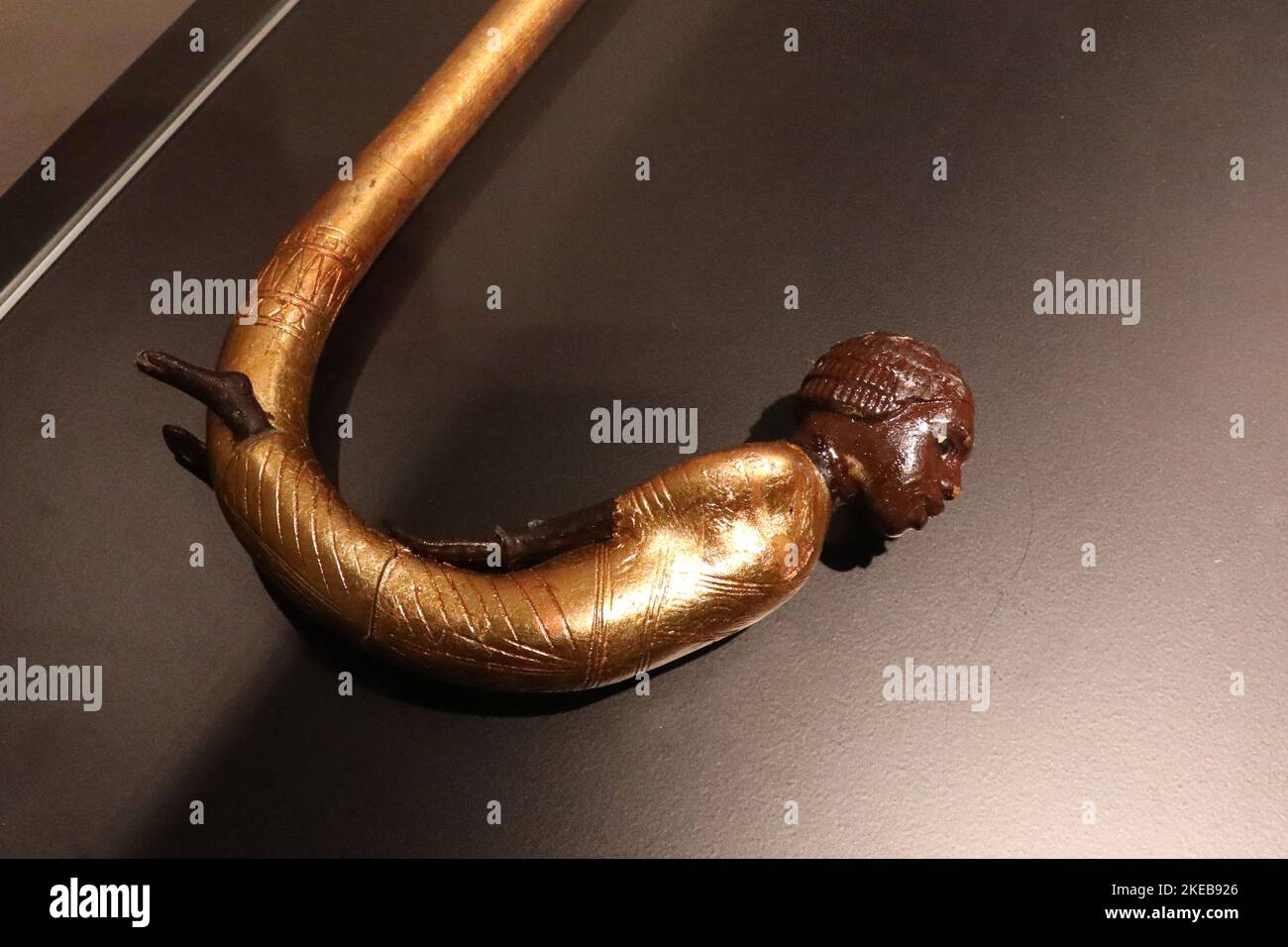 Upper part of a walking stick from the tomb of Tutankhamun Stock Photo ...