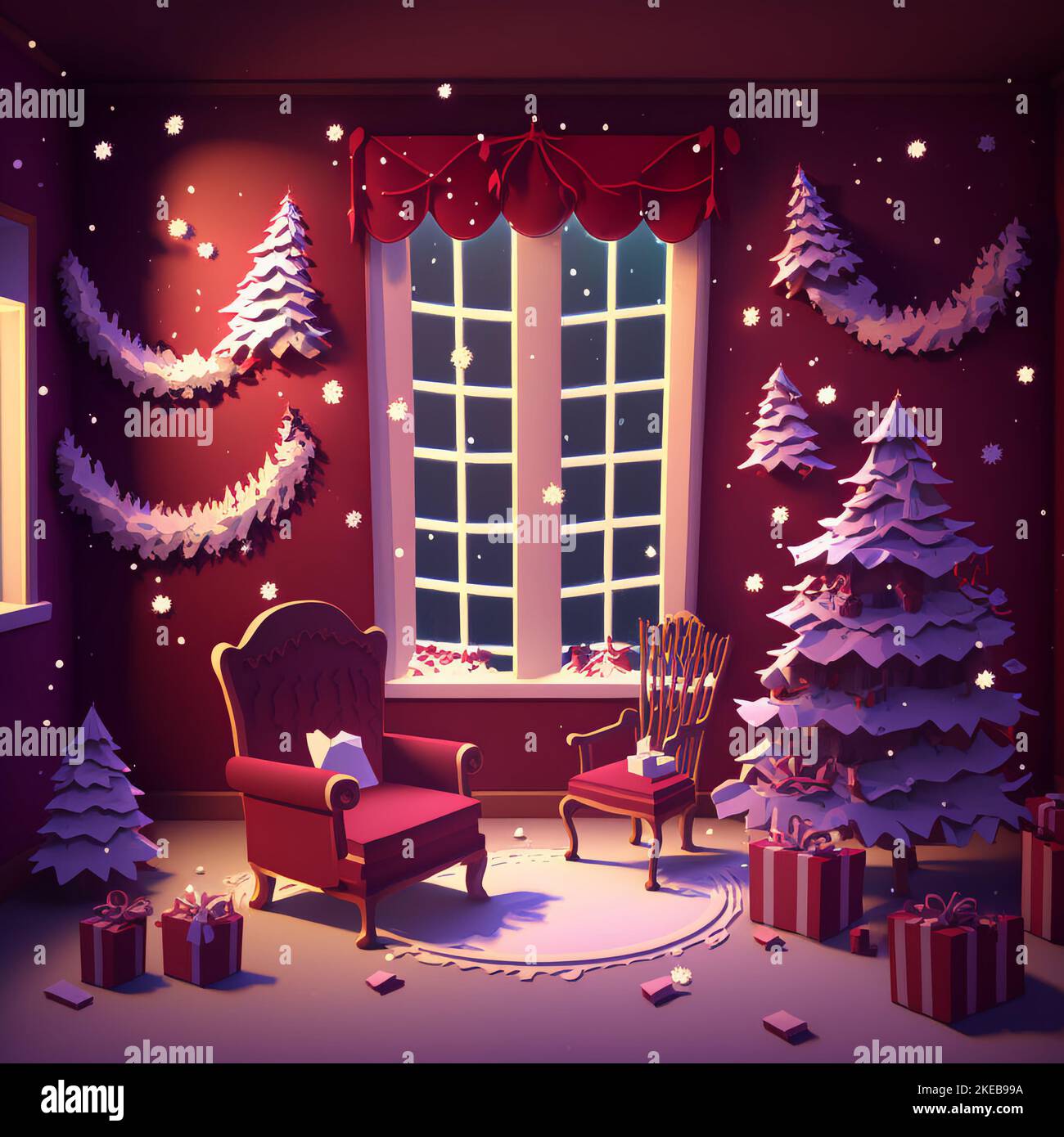 The Christmas decorating room Stock Photo - Alamy