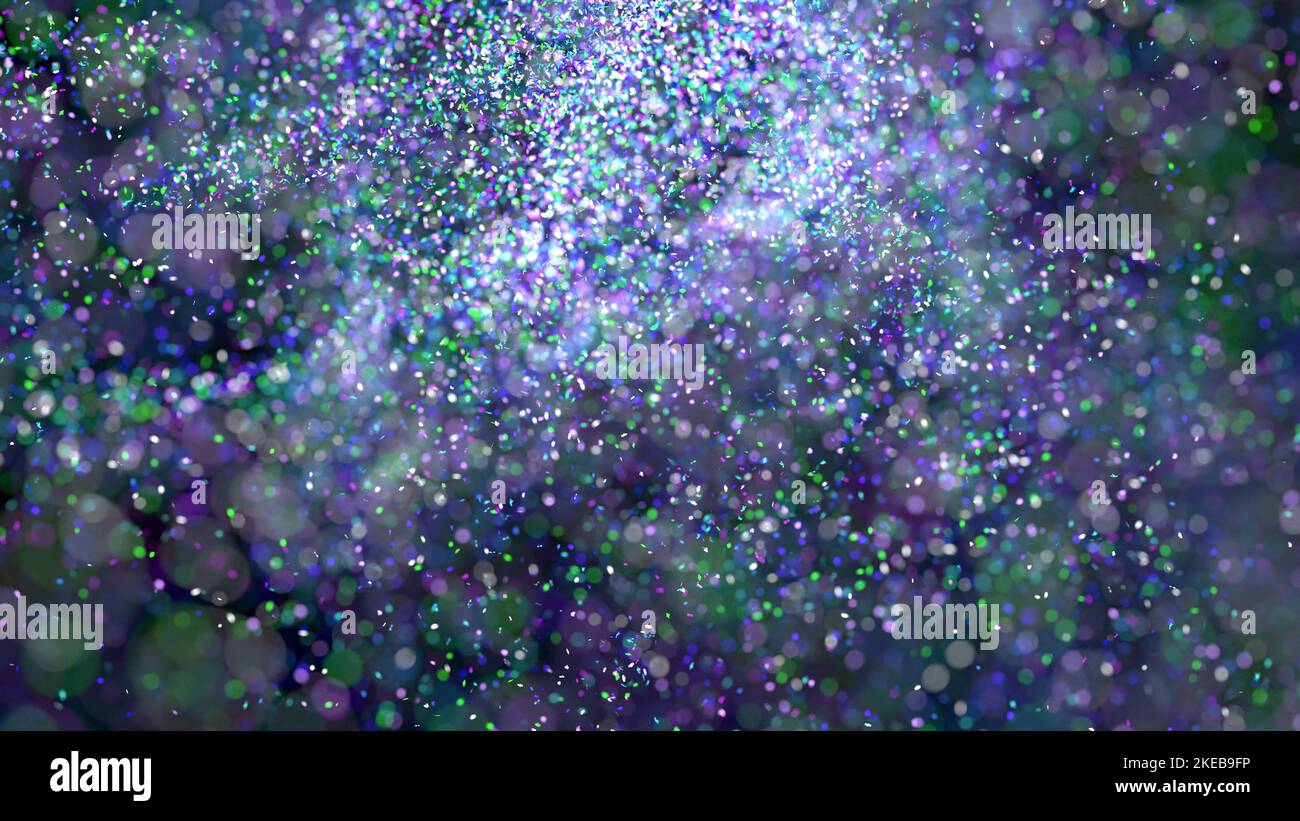 3D rendering of cluster of dust particles or debris with bokeh on black ...