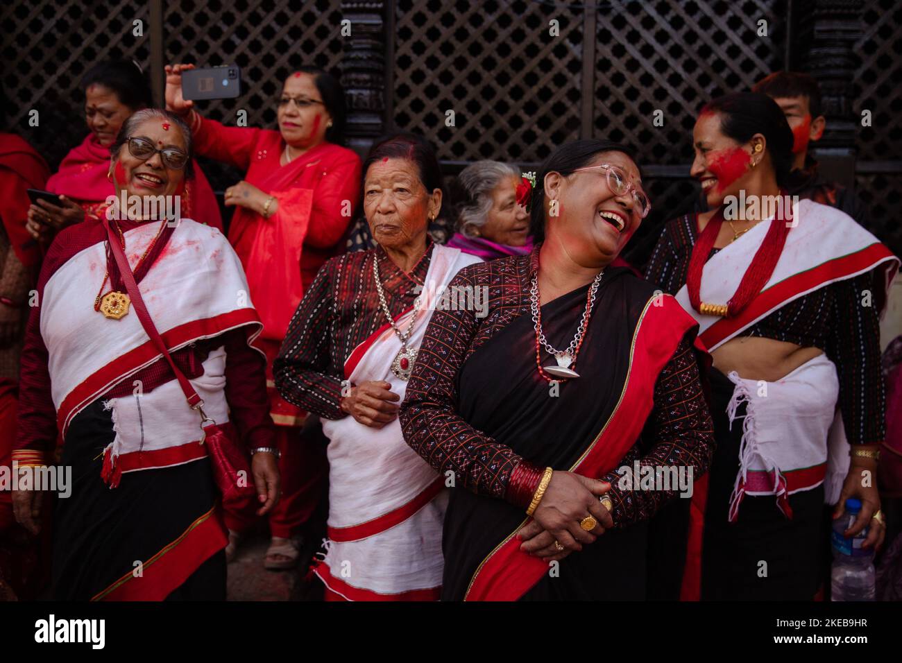 Kathmandu, Nepal. 11th Nov, 2022. Nepalese women dressed in traditional ...