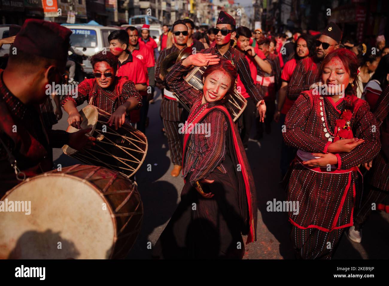 Kathmandu, Nepal. 11th Nov, 2022. Nepalese women dressed in traditional ...