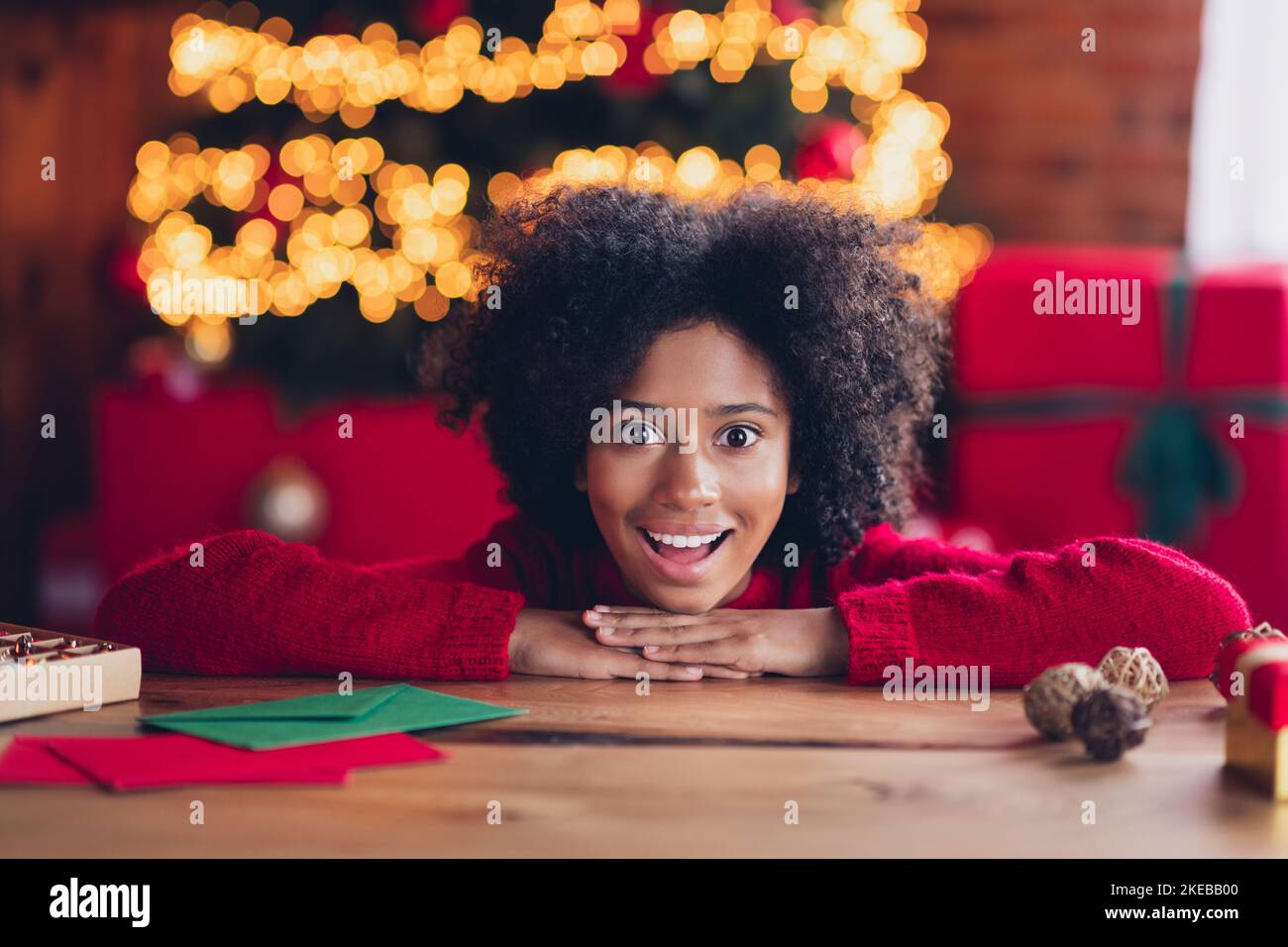 Photo of astonished funky little girl toothy smile unbelievable ...