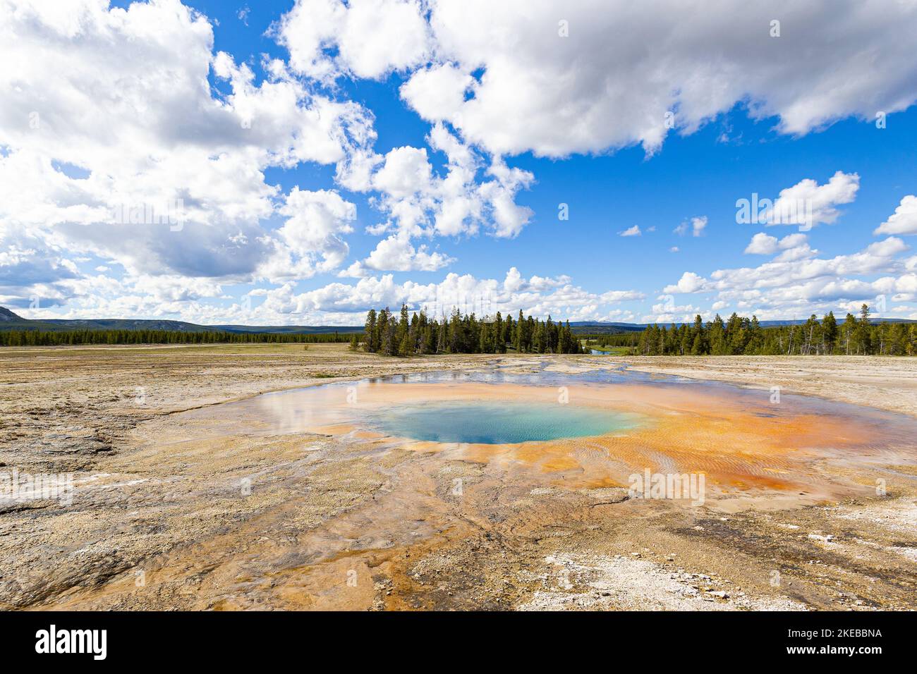 A lake with smoke in Yellowstone national park Stock Photo - Alamy