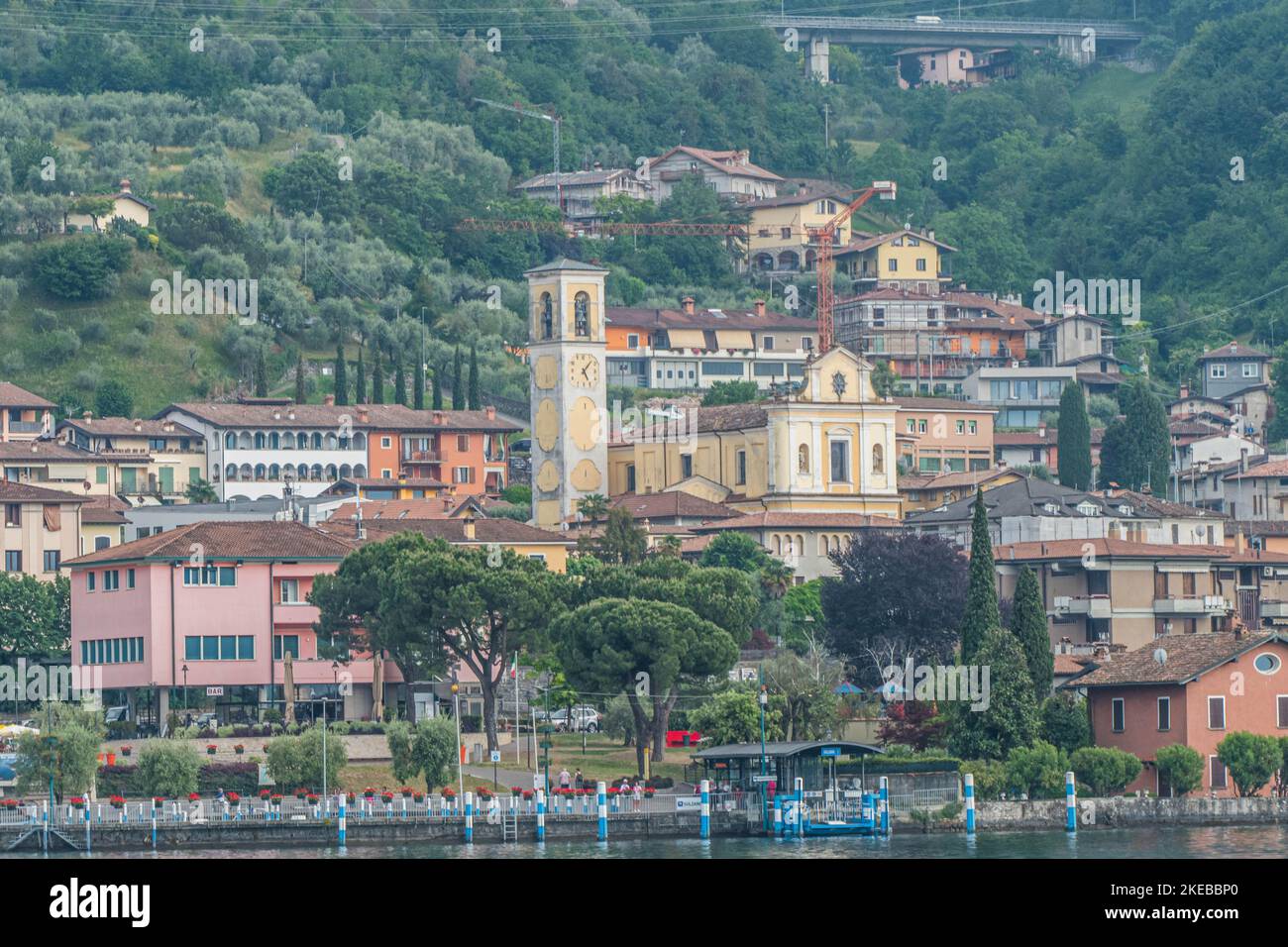 Sulzano, Italy - 05-06-2022: Panorama of the lakeside of Sulzano with ...
