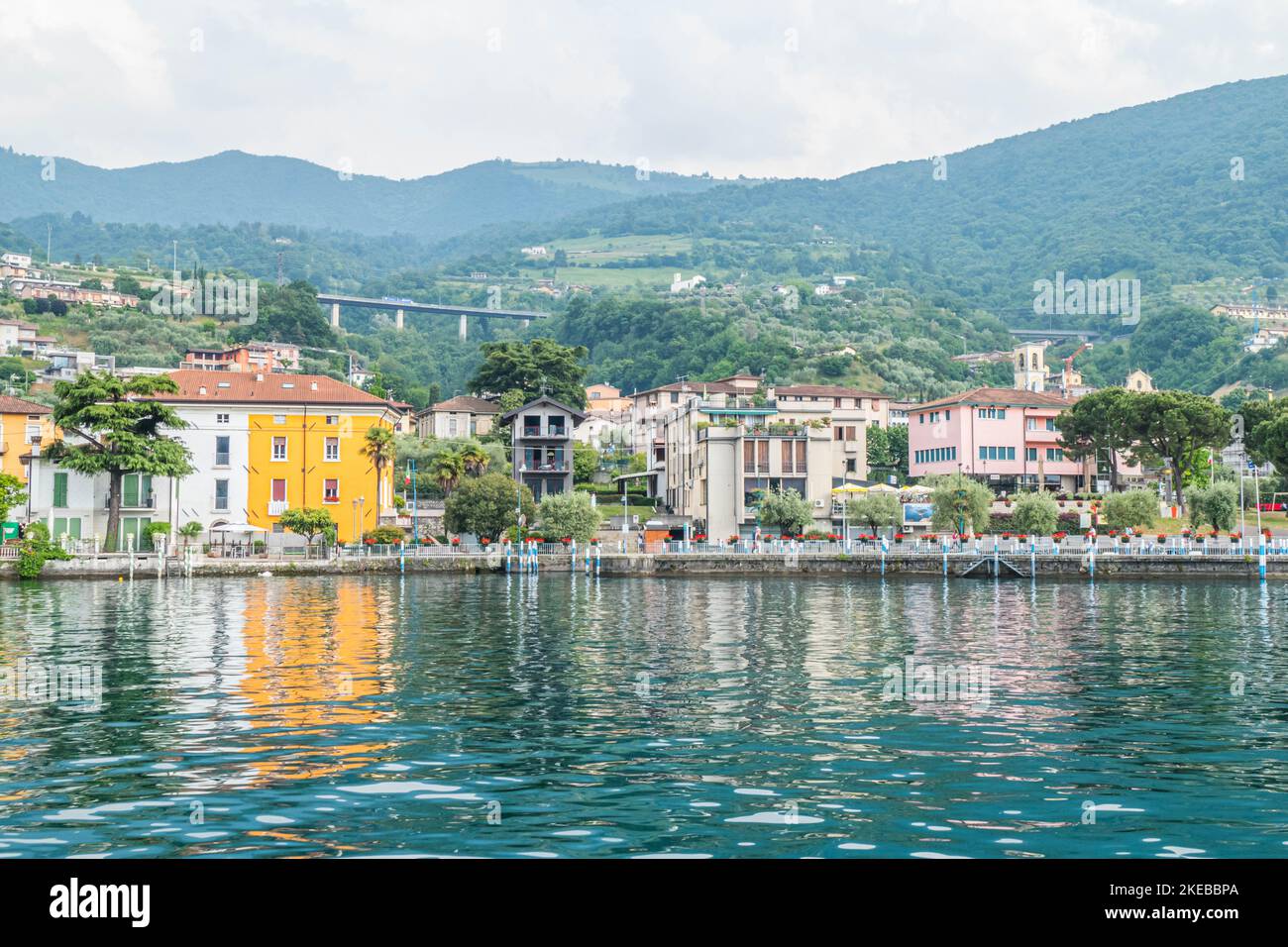 Sulzano, Italy - 05-06-2022: Panorama of the lakeside of Sulzano with ...