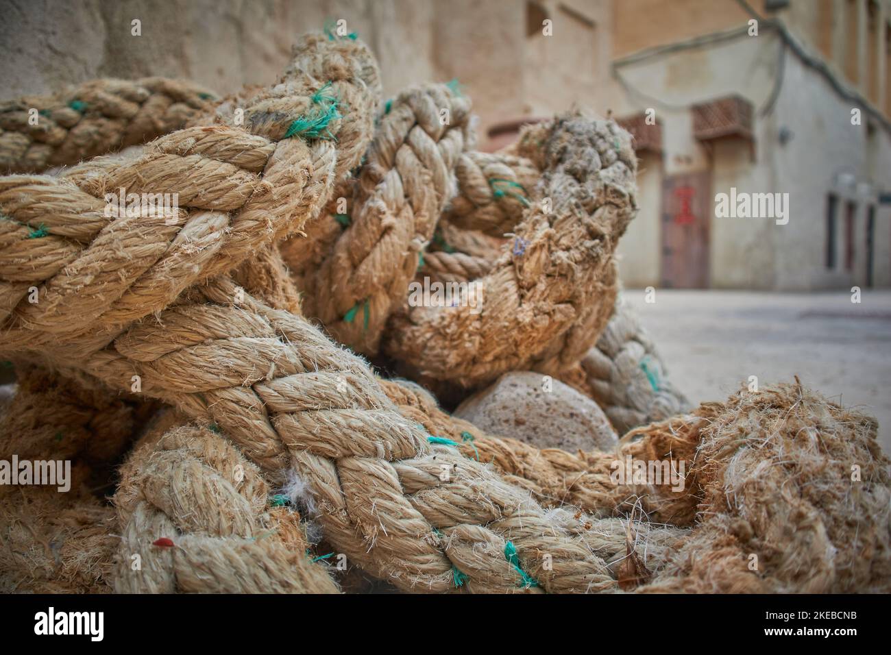 Old Rope resting on street of Al Seef Dubai UAE Stock Photo - Alamy