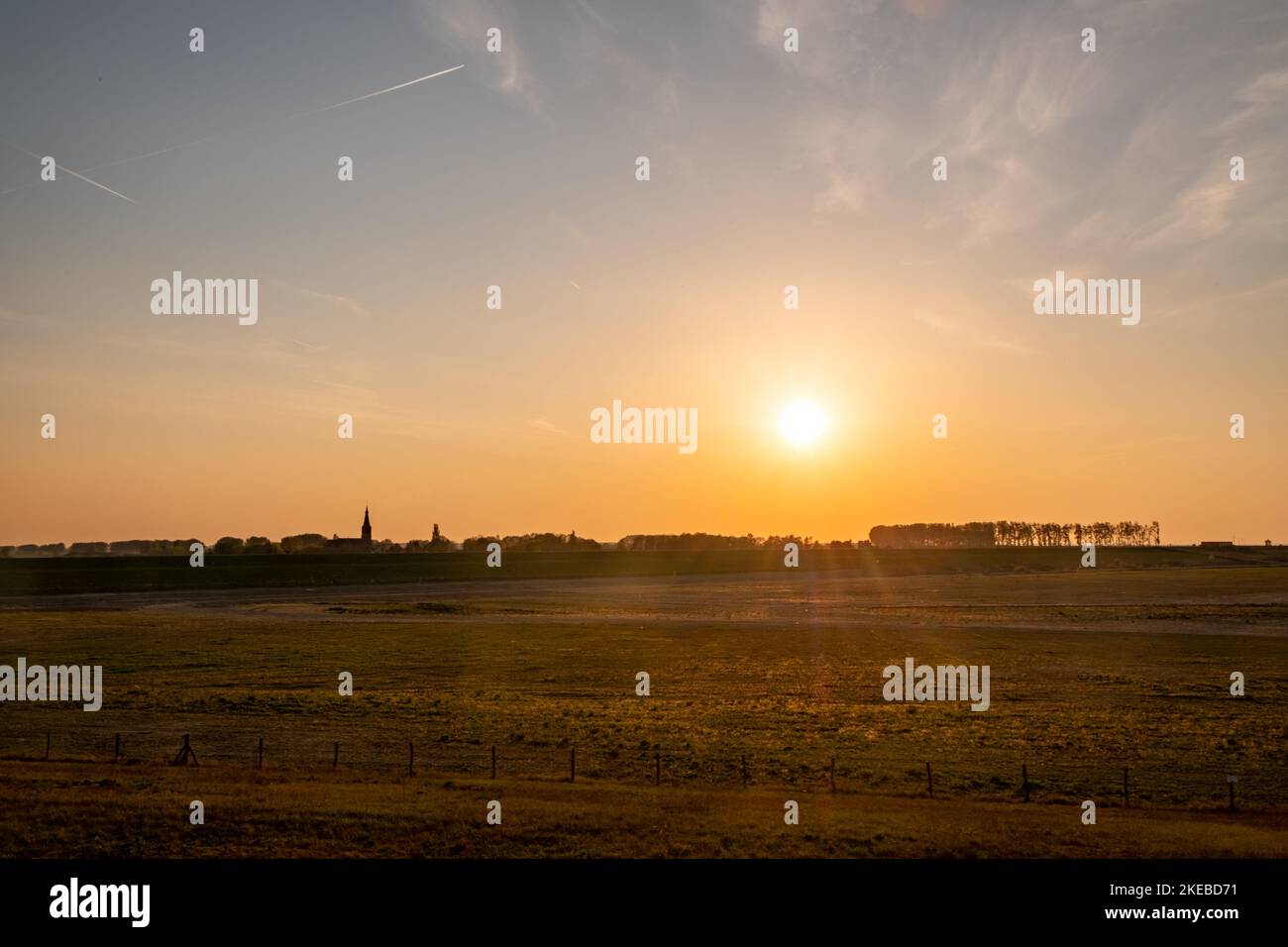 Magnificent, very colorful sunrise. Magic dawn over the Dutch polders ...