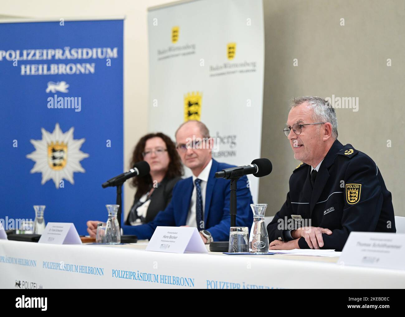 Heilbronn, Germany. 11th Nov, 2022. Police Chief Hans Becker (r) of ...