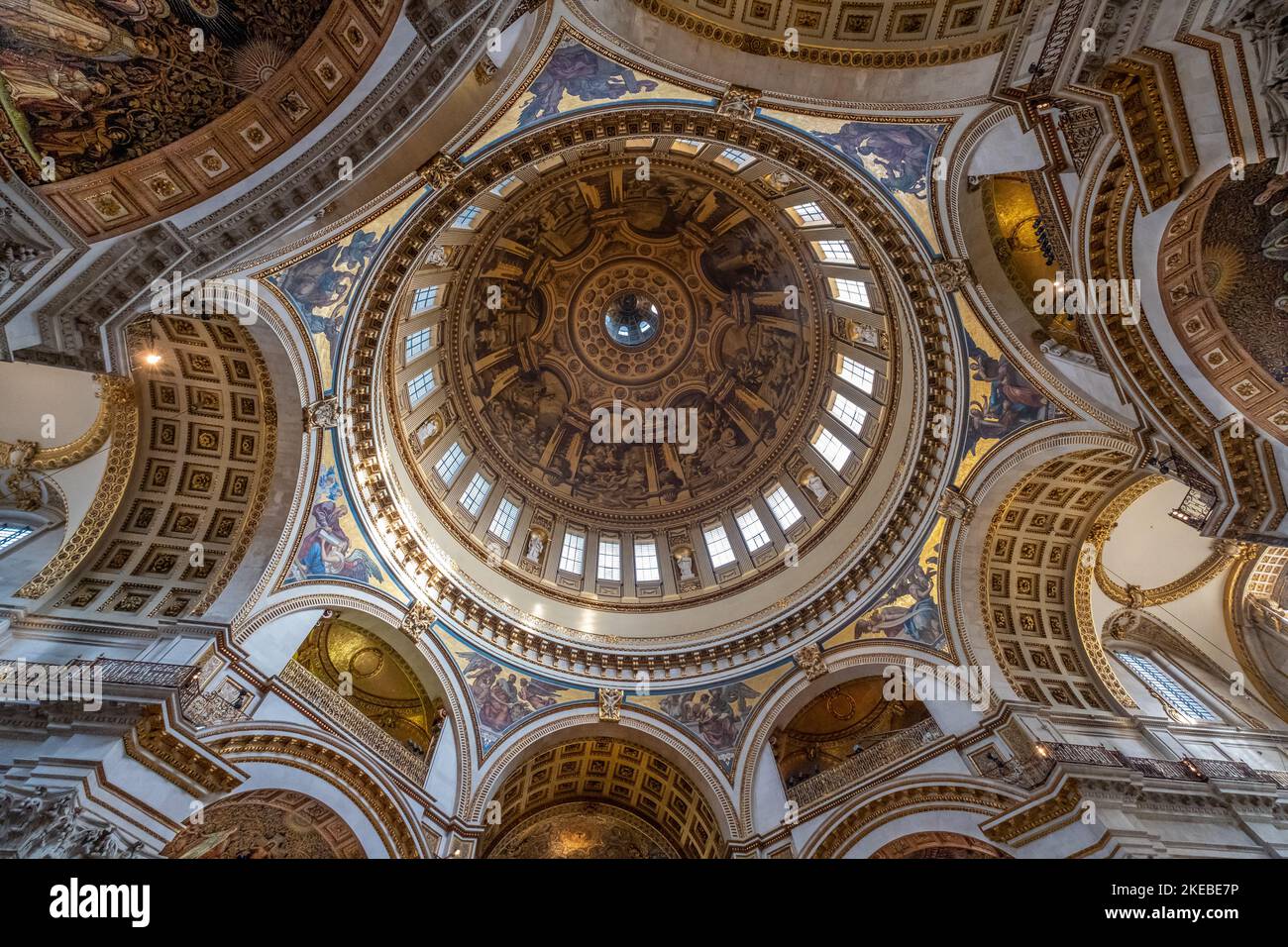 A low-angle shot of beautiful ceiling details with original ...