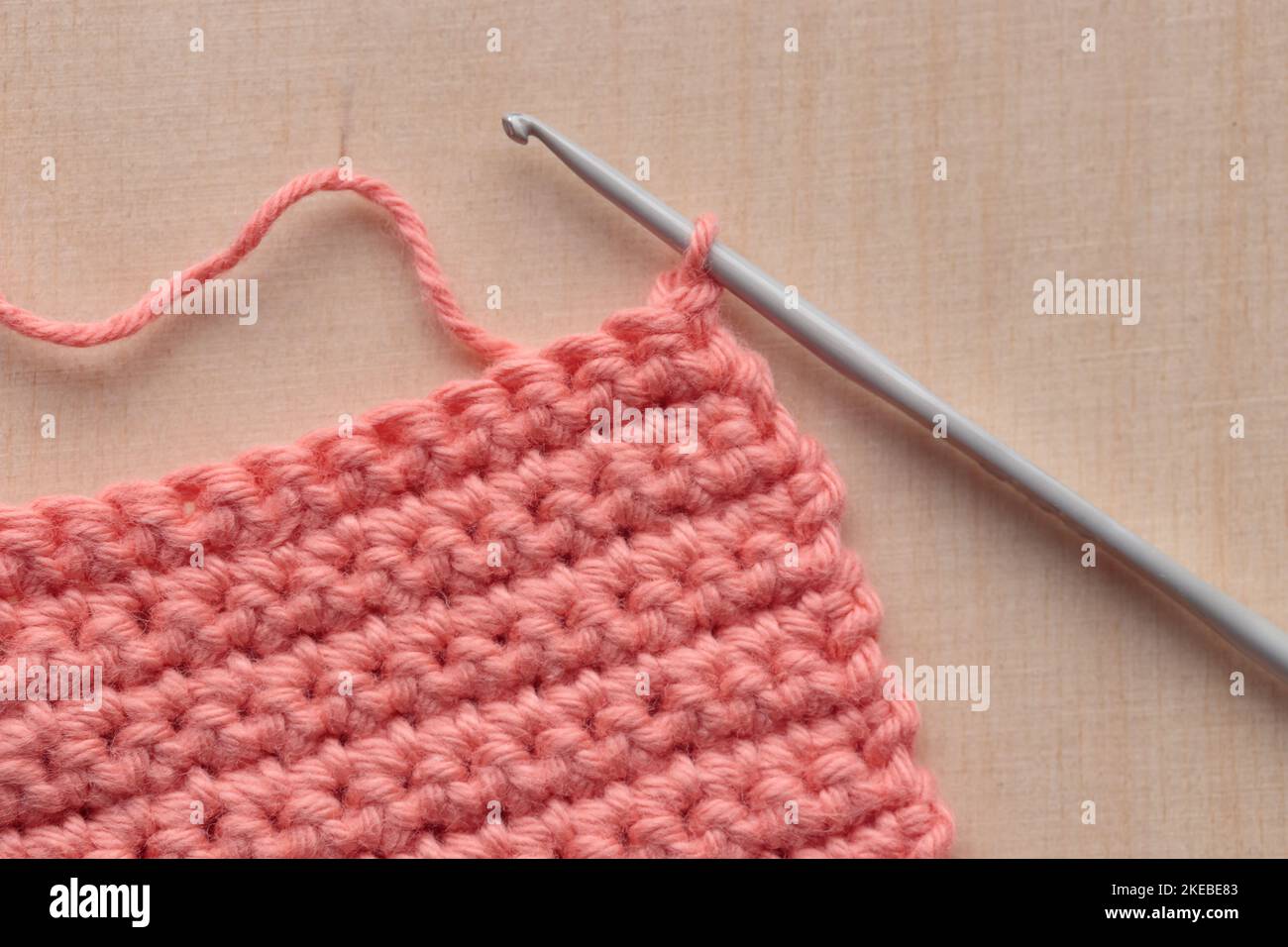 Closeup Macro Crochet handmade square pattern, hook, knitting ...