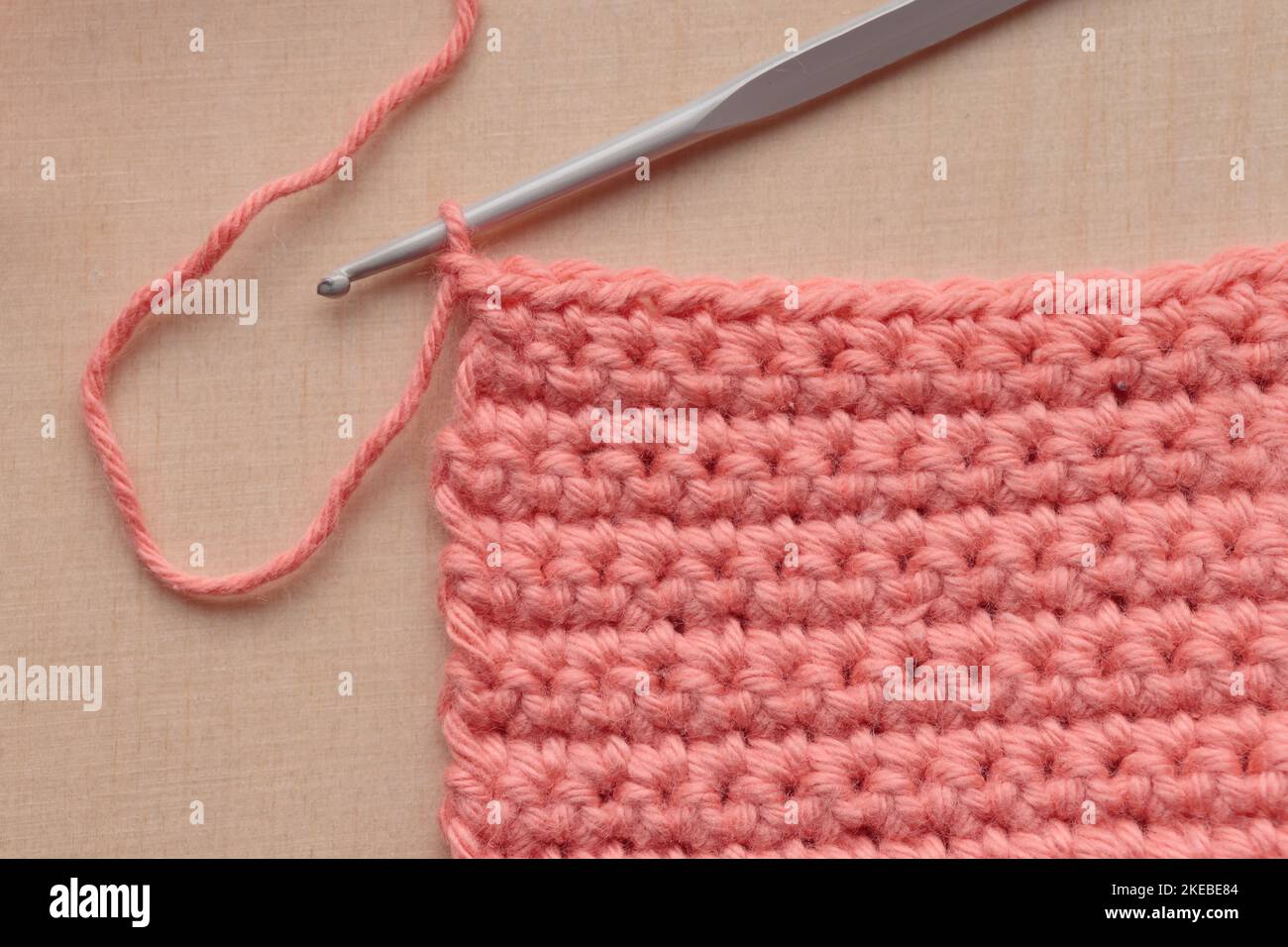 Closeup Macro Crochet handmade square pattern, hook, knitting ...