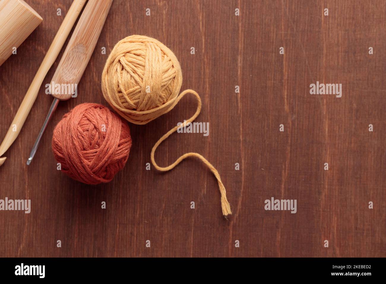 Eco cotton yarn balls for Crocheting Handmade and hooks on a Dark ...
