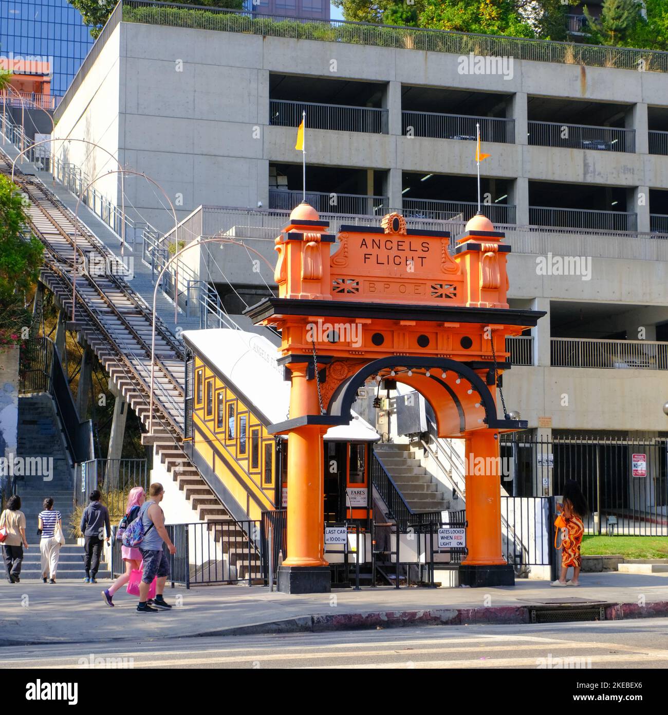Angels Flight is a funicular railway in downtown Los Angeles, USA Stock ...