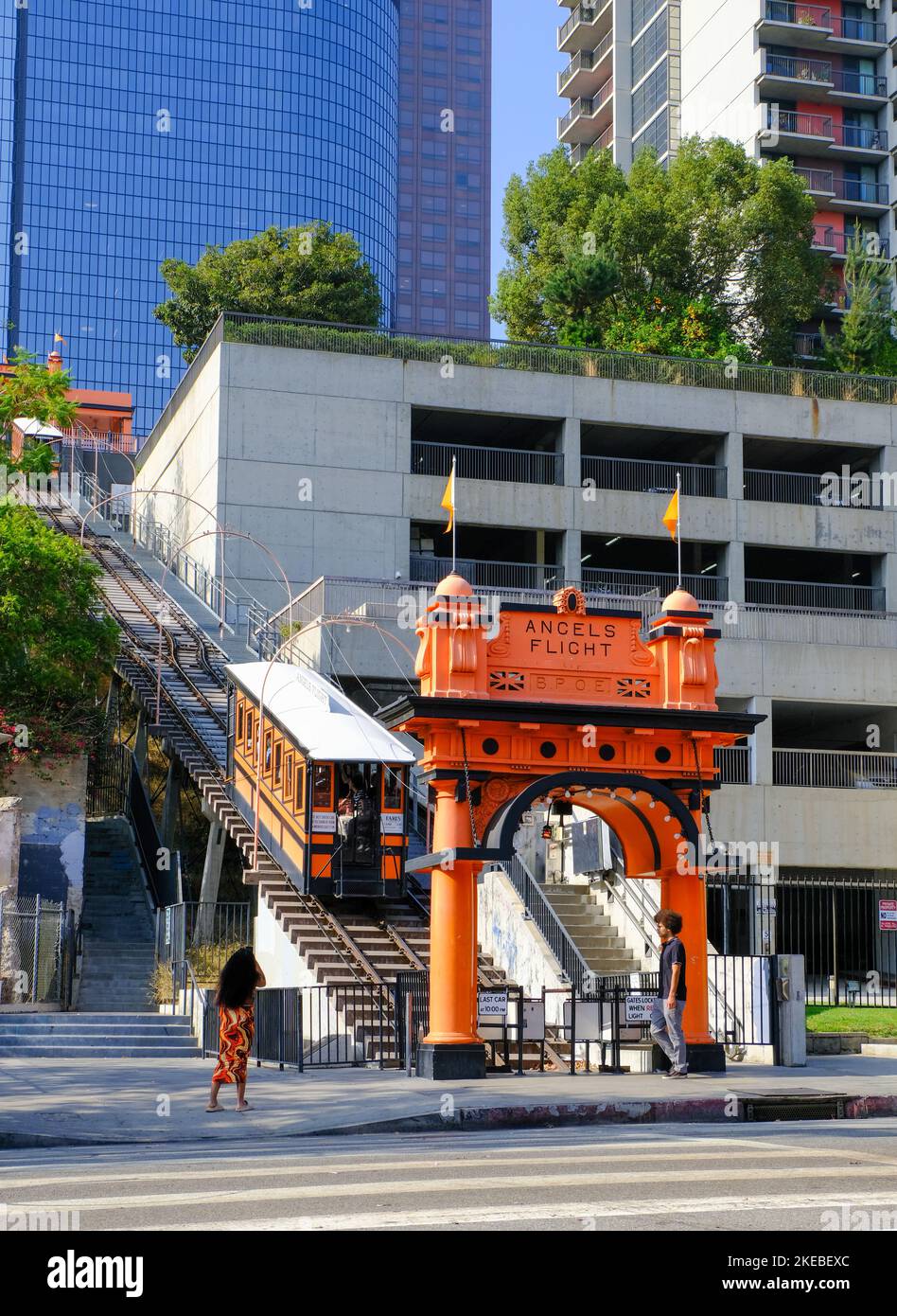 Angels Flight is a funicular railway in downtown Los Angeles, USA Stock ...