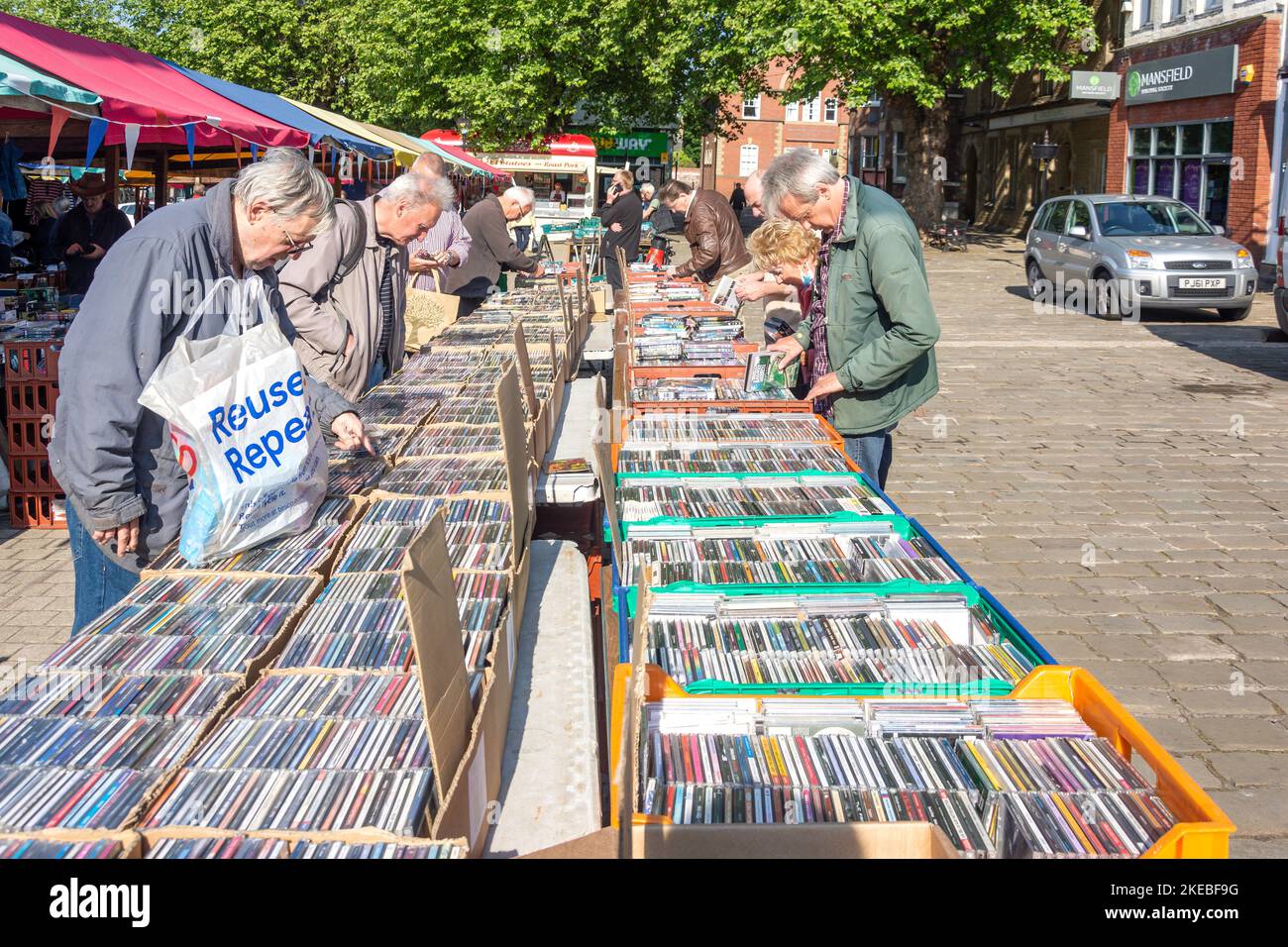 DVD and CD stall at Chesterfield Market, Market Hall New Square ...