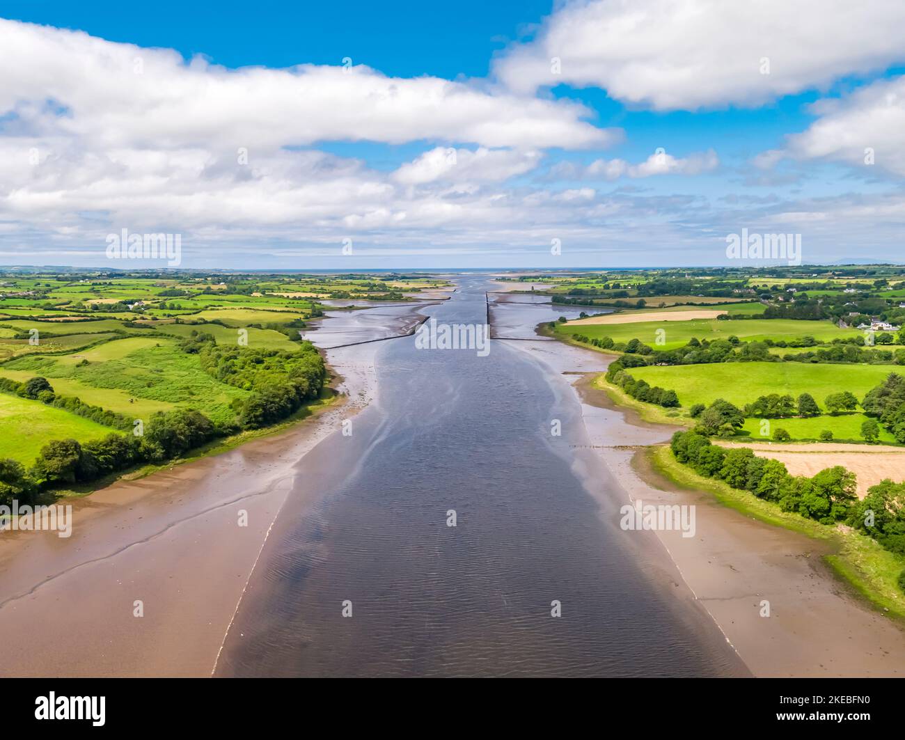 Aerial view of the river Moy at Ballina in County Mayo - Republic of ...