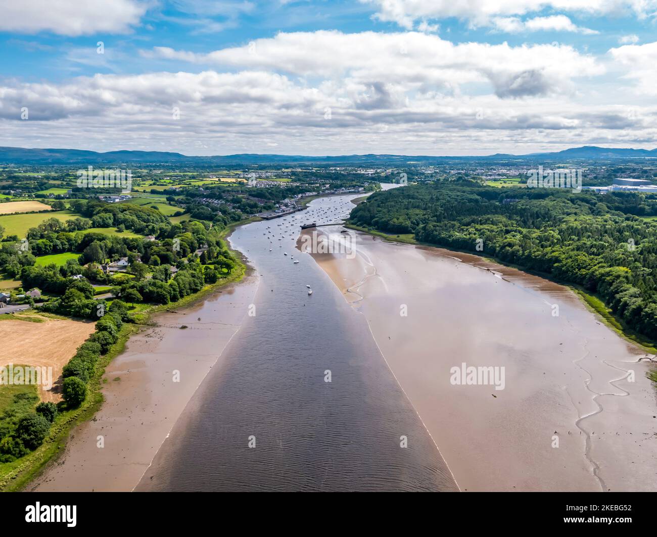 Aerial view of the river Moy at Ballina in County Mayo - Republic of ...