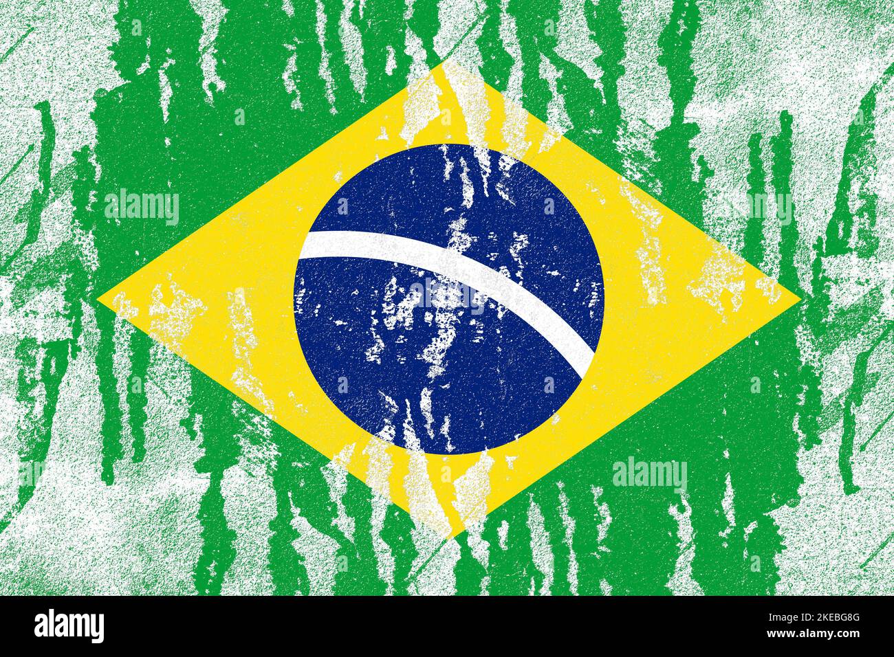 Brazil flag painted on old distressed concrete wall background Stock ...