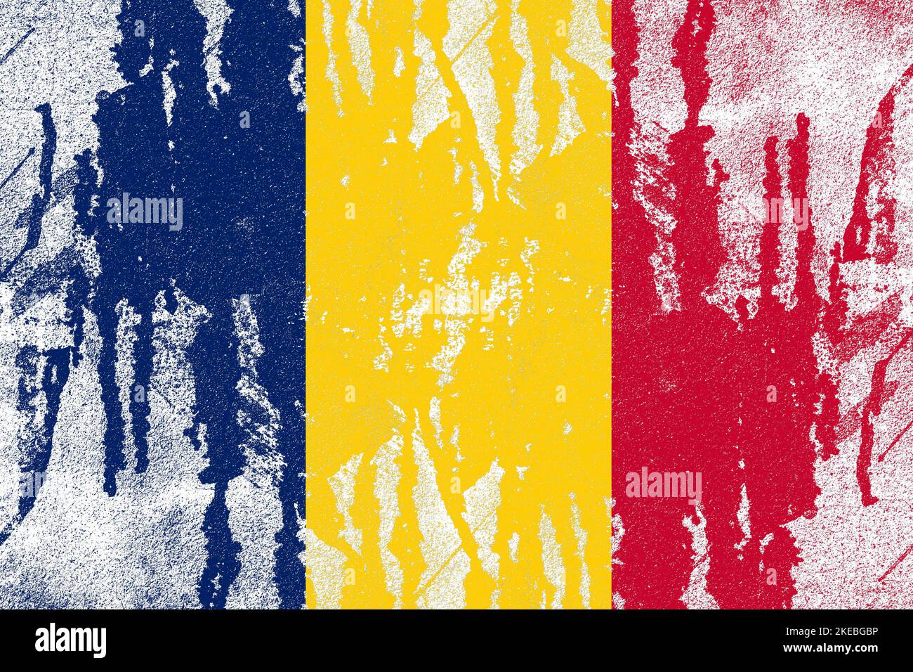 Chad flag painted on old distressed concrete wall background Stock ...