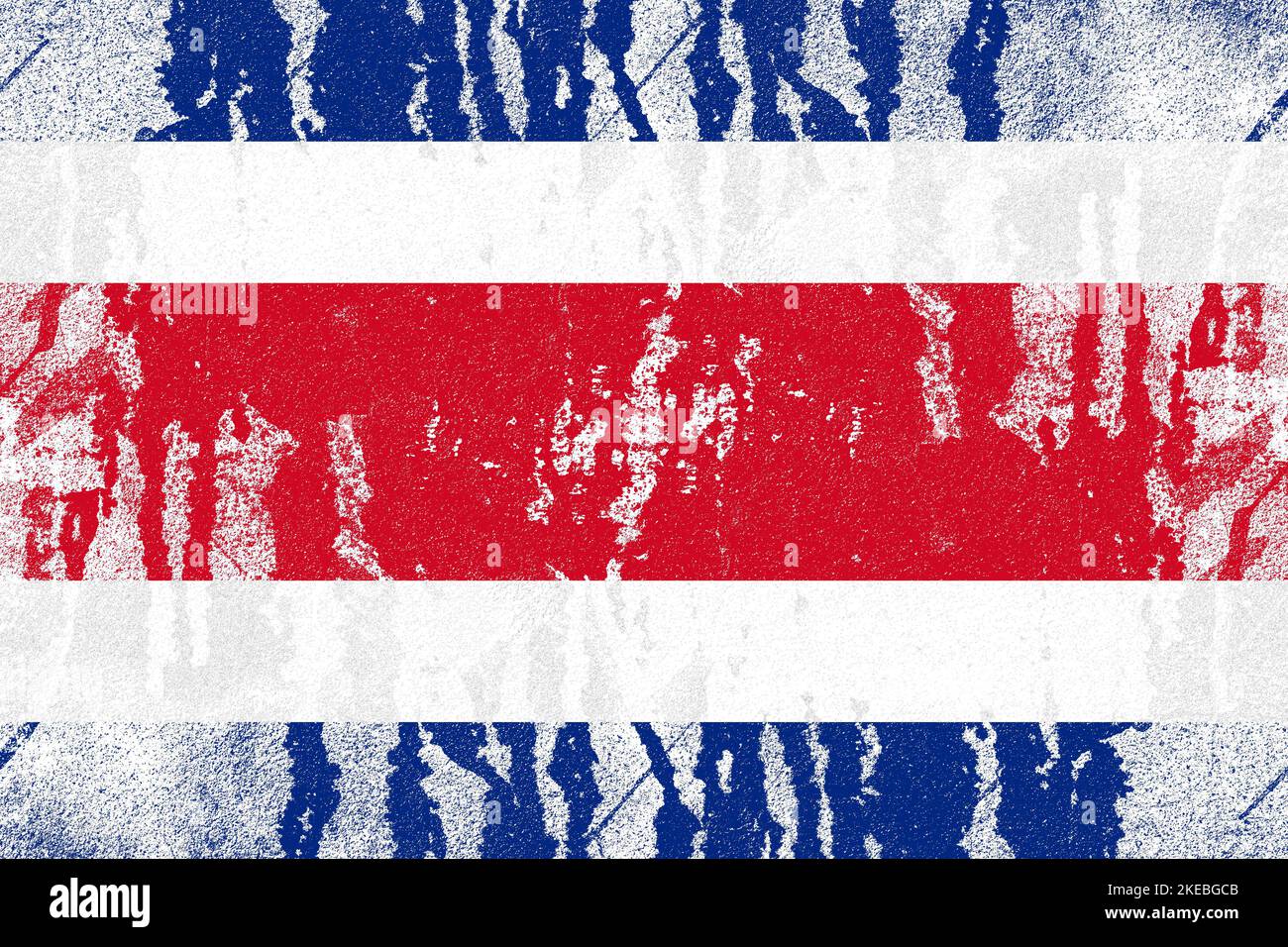 Costa rica flag painted on old distressed concrete wall background ...
