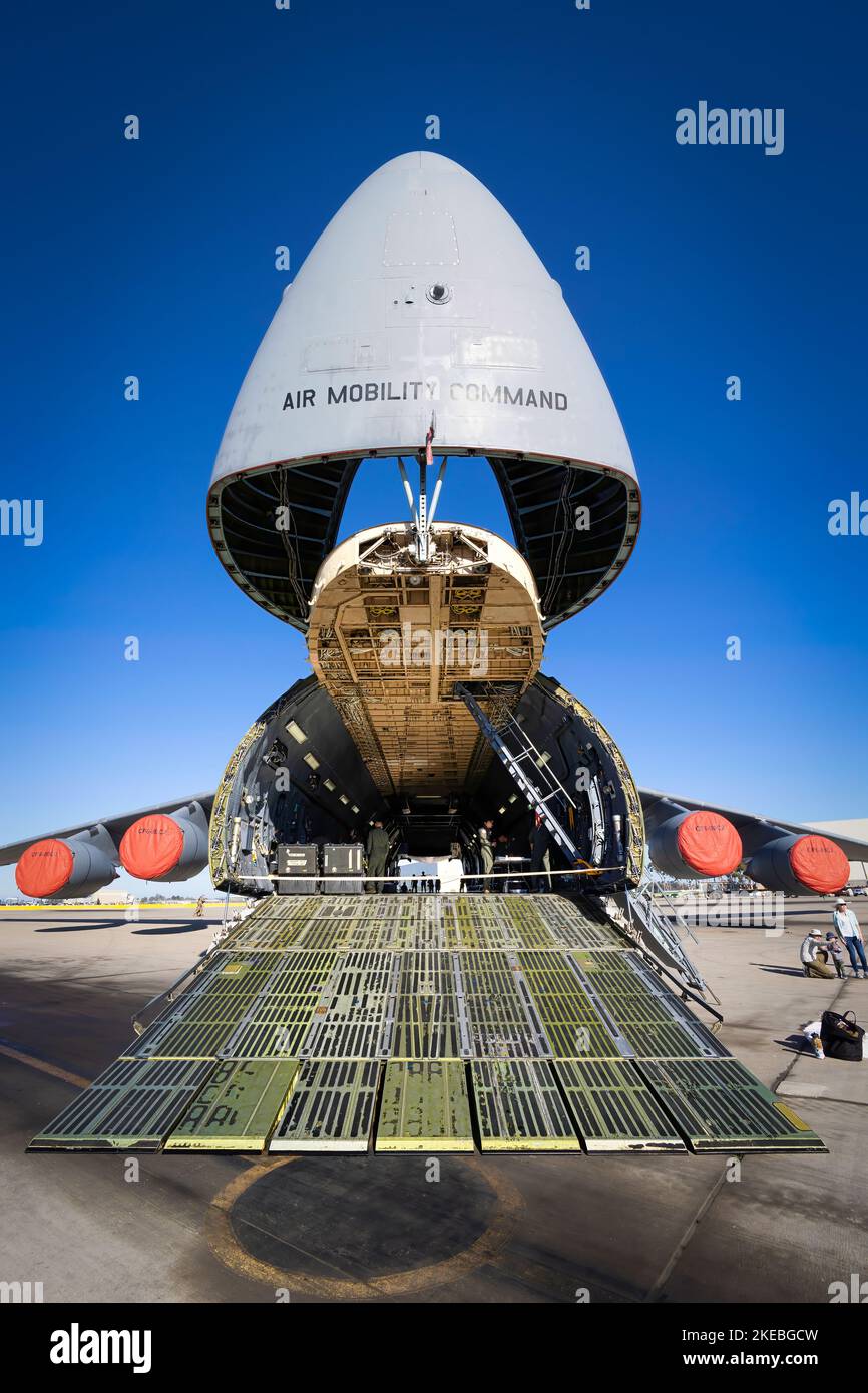 A C5 Galaxy on display, with the nose up and before the crowds arrive ...