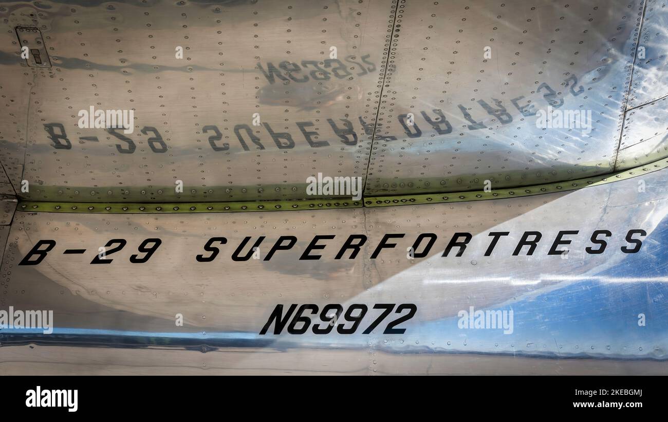 The tail number on Doc, a B-29 Superfortress built in 1944, sitting on ...
