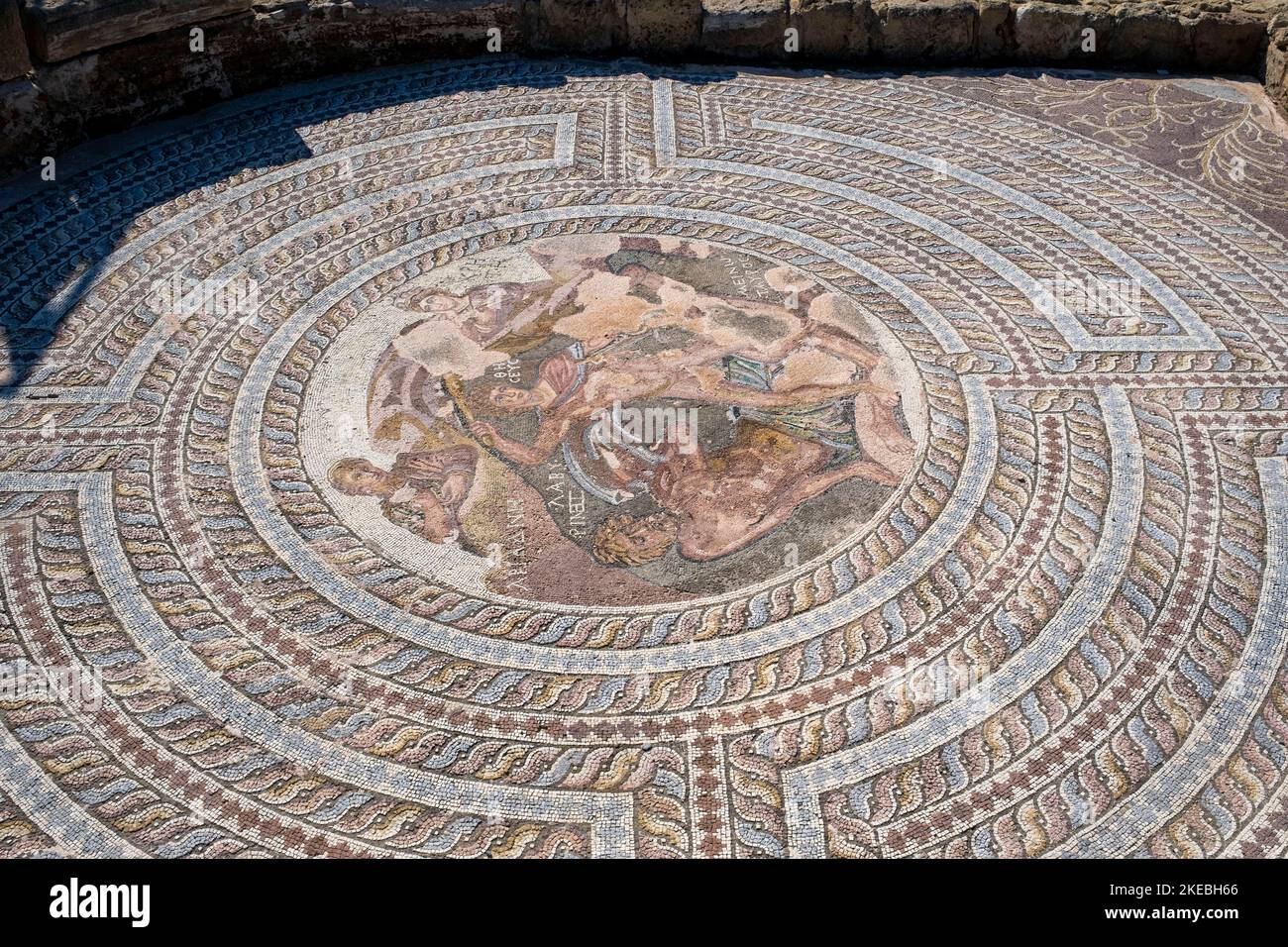 The House of Aion, Paphos, Cyprus: Mosaic floor depicted in a medallion ...