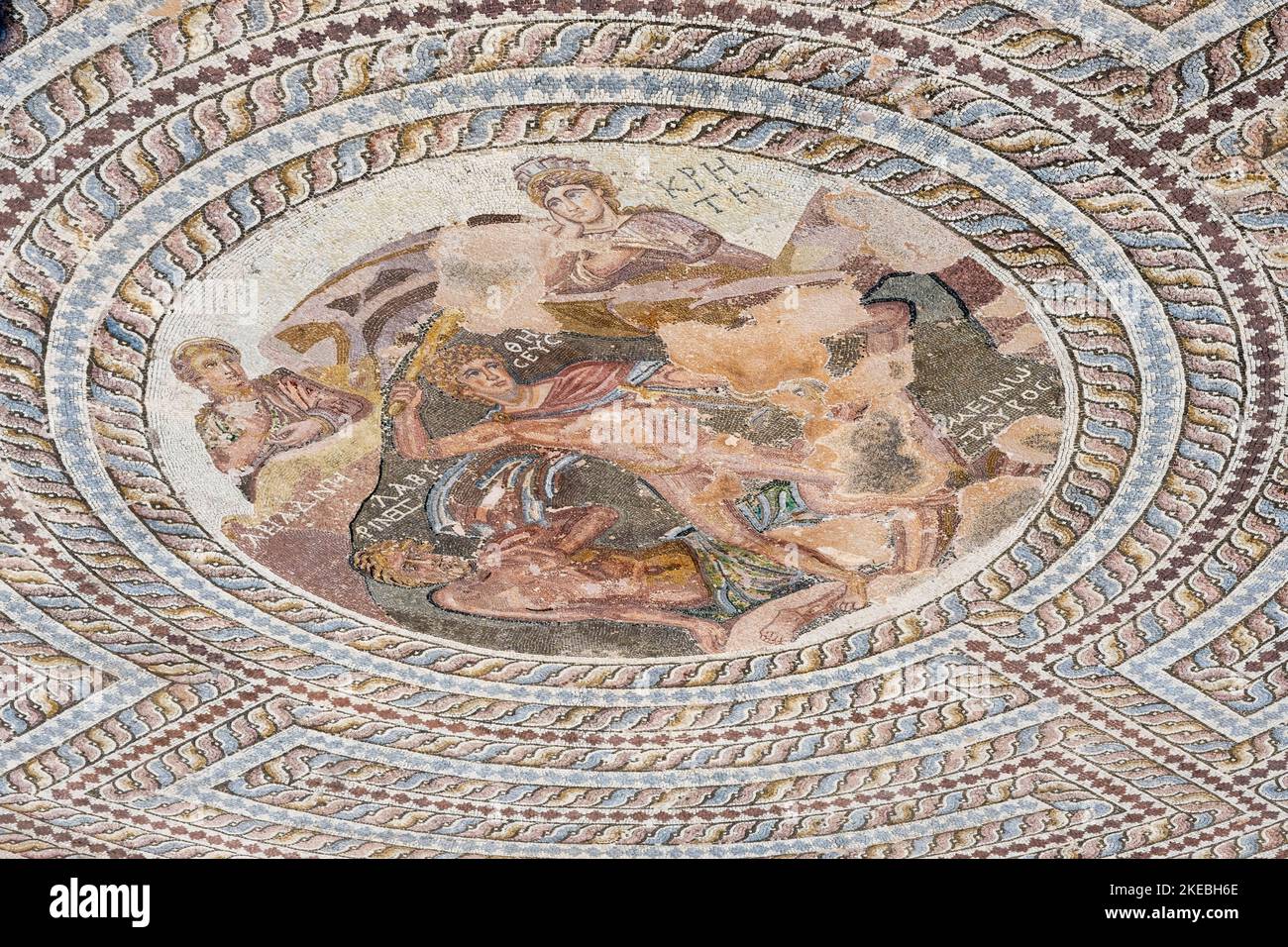 The House of Aion, Paphos, Cyprus: Mosaic floor depicted in a medallion ...