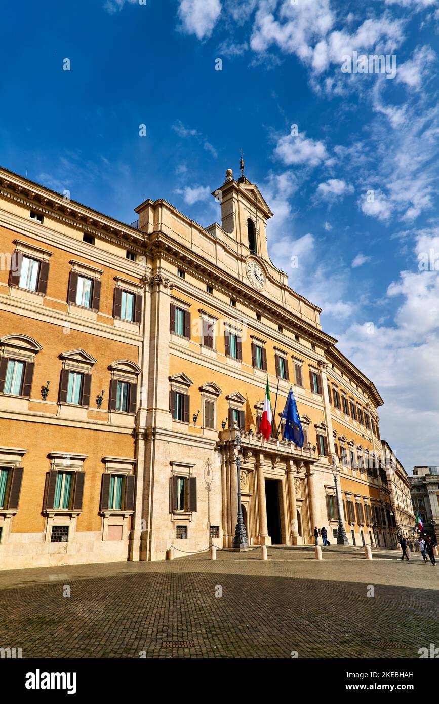 Rome Lazio Italy. The Palazzo Montecitorio is a palace seat of the ...