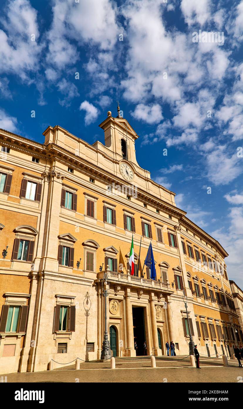 Rome Lazio Italy. The Palazzo Montecitorio is a palace seat of the ...