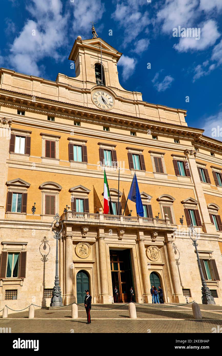 Rome Lazio Italy. The Palazzo Montecitorio is a palace seat of the ...