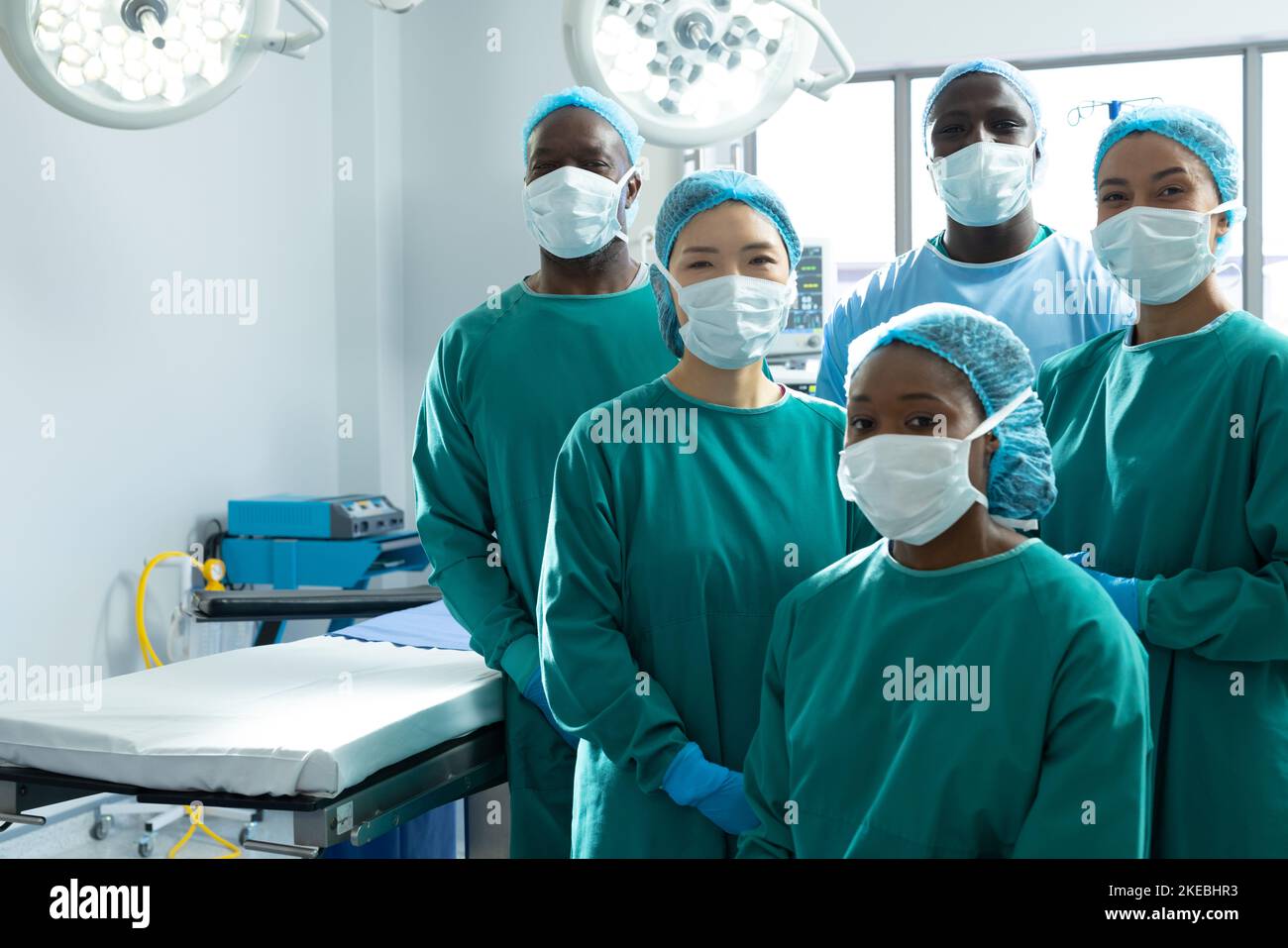 Portrait of diverse group of surgeons ready for surgery in operating ...
