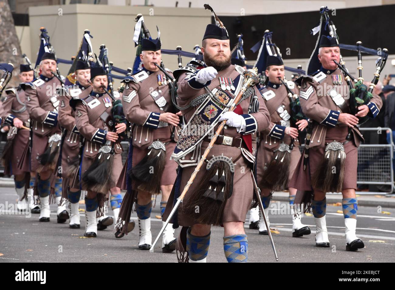 London, England, UK. 11th Nov, 2022. The London Scottish Regiment lead ...