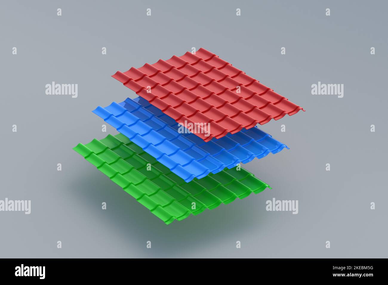 Different metal roof tile. Contemporary roofing system. Building ...