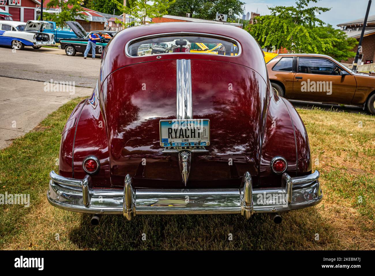 Des Moines, IA - July 02, 2022: High perspective rear view of a 1948 ...