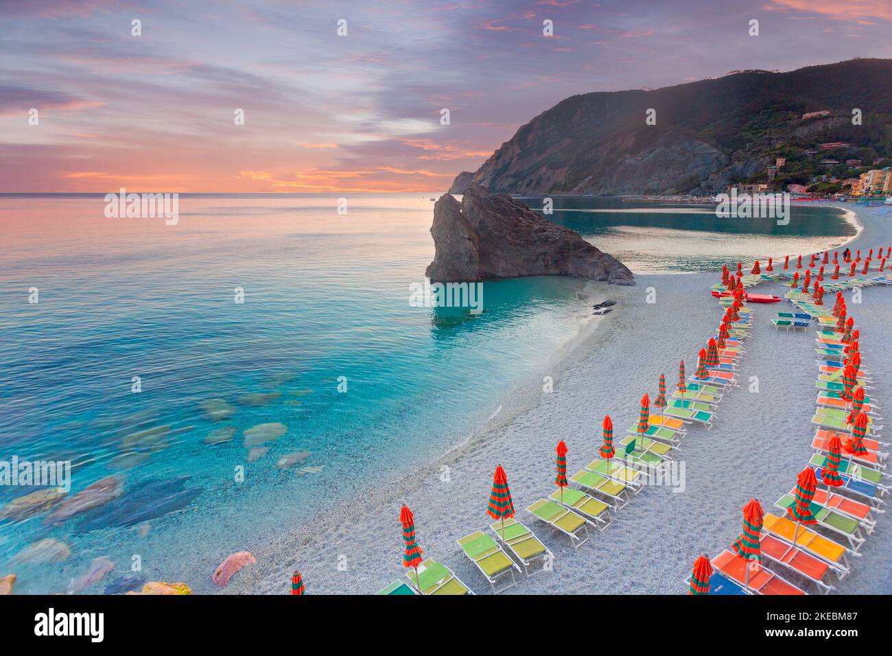 Panoramic view of colorful Village Monterosso al mare in Cinque Terre ...