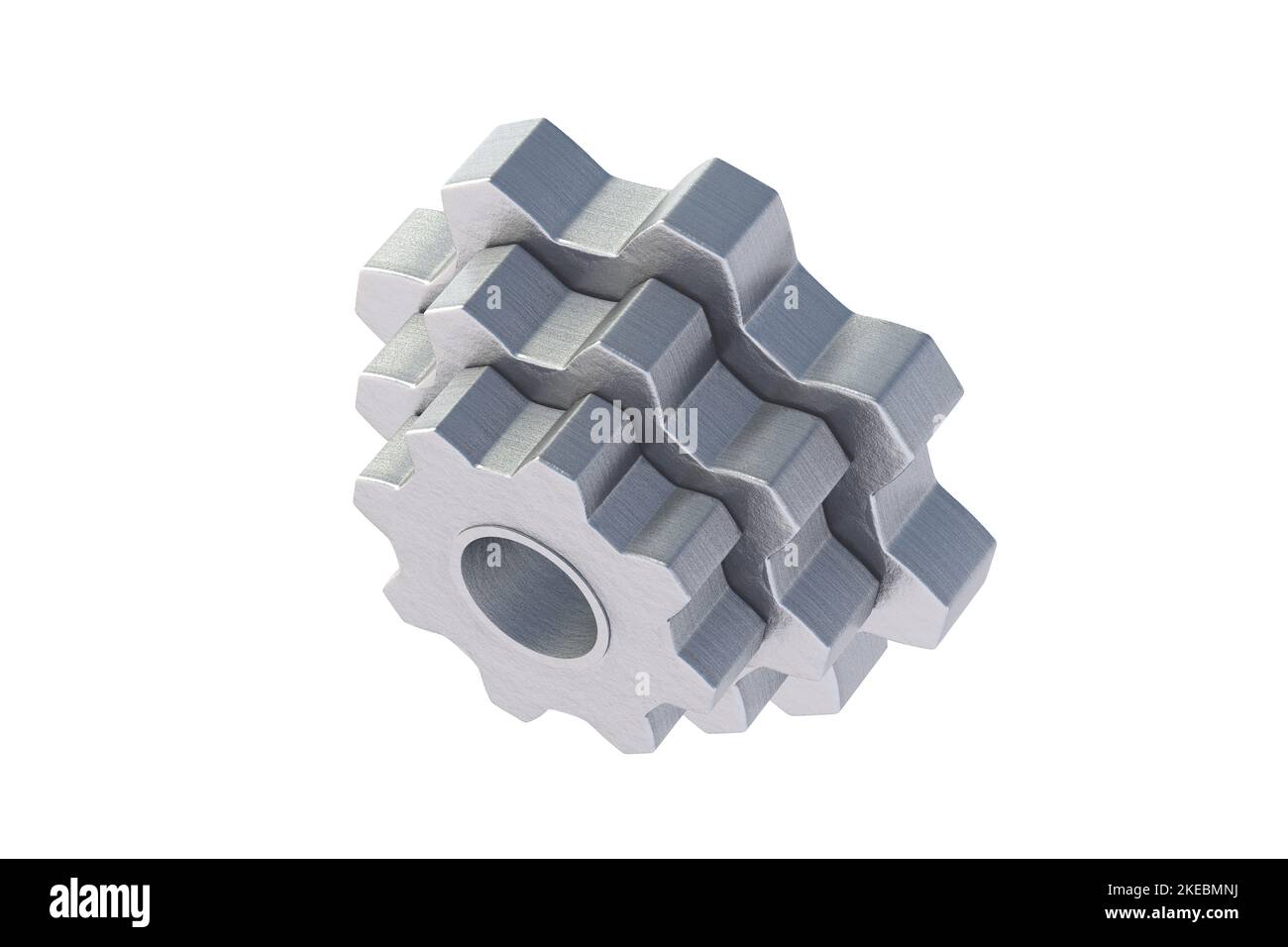 Group of metallic gears isolated on white background. 3d render Stock ...