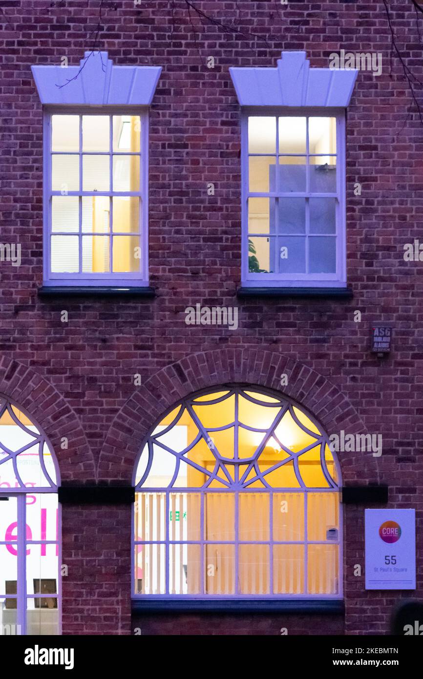 Windows and brickwork in the Jewellery Quarter, Birmingham, UK Stock ...