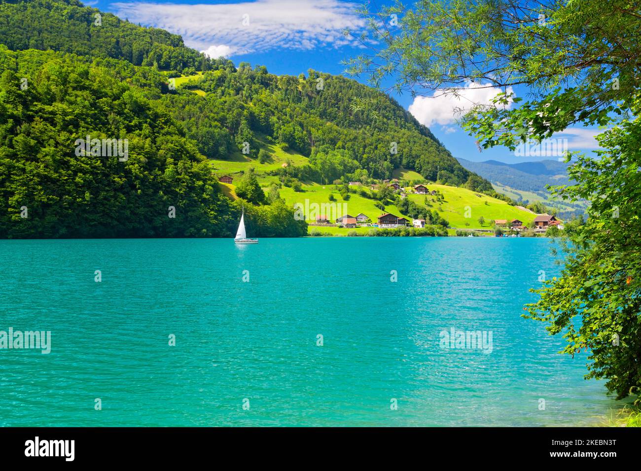 Lake Lungernsee in swiss Alps, Switzerland Stock Photo - Alamy
