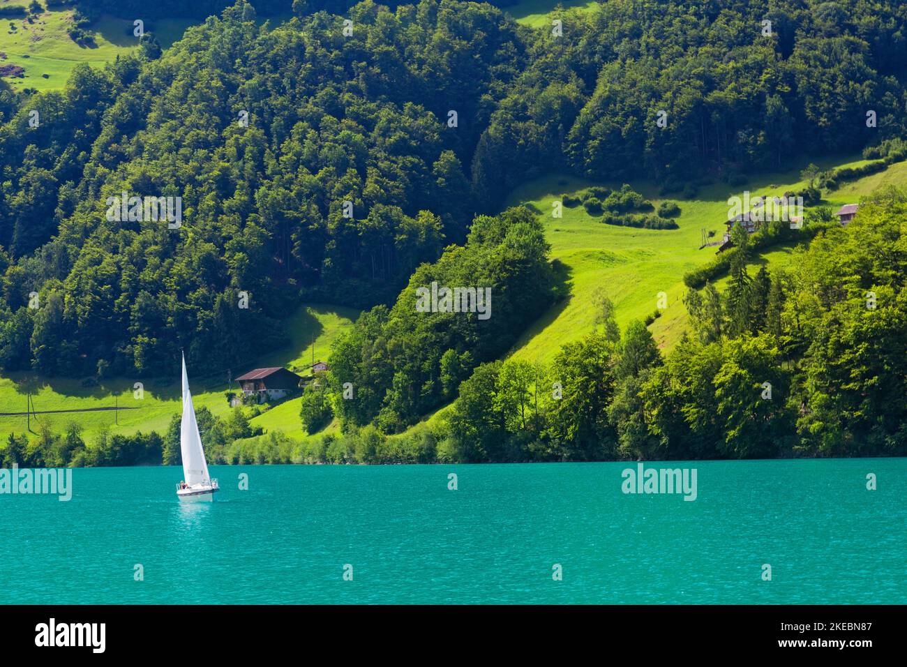 Lake Lungernsee in swiss Alps, Switzerland Stock Photo - Alamy
