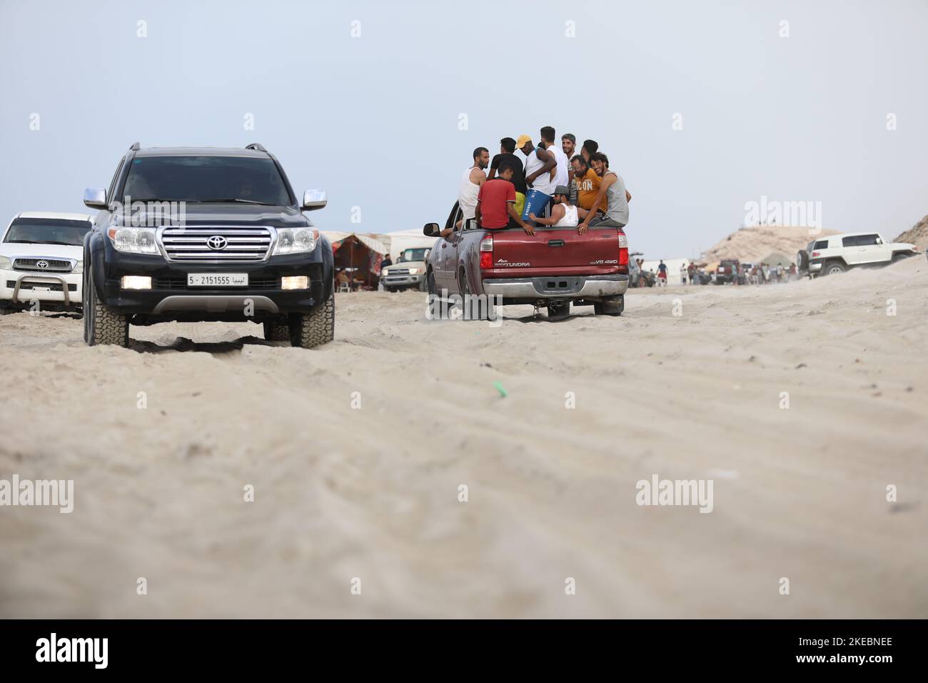 Zliten, Libya - 10 Nov 2022, People seen at the back of a truck during ...