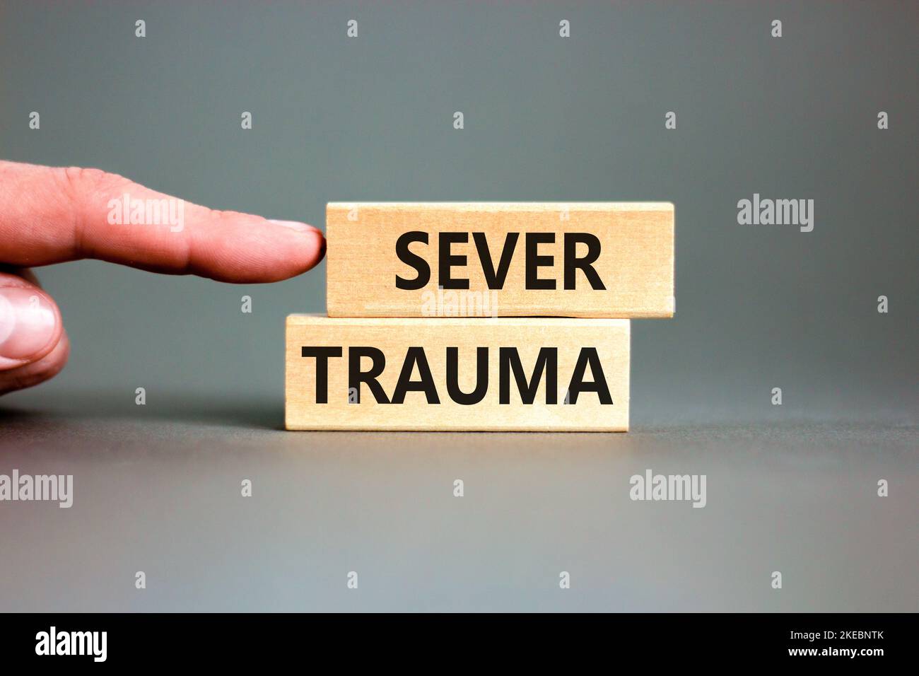 Sever trauma symbol. Concept words Sever trauma on wooden blocks ...