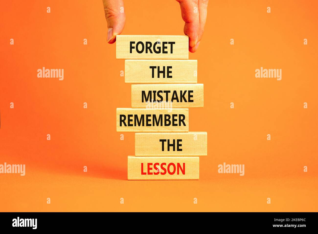 Lesson from mistake symbol. Concept words Forget the mistake remember ...