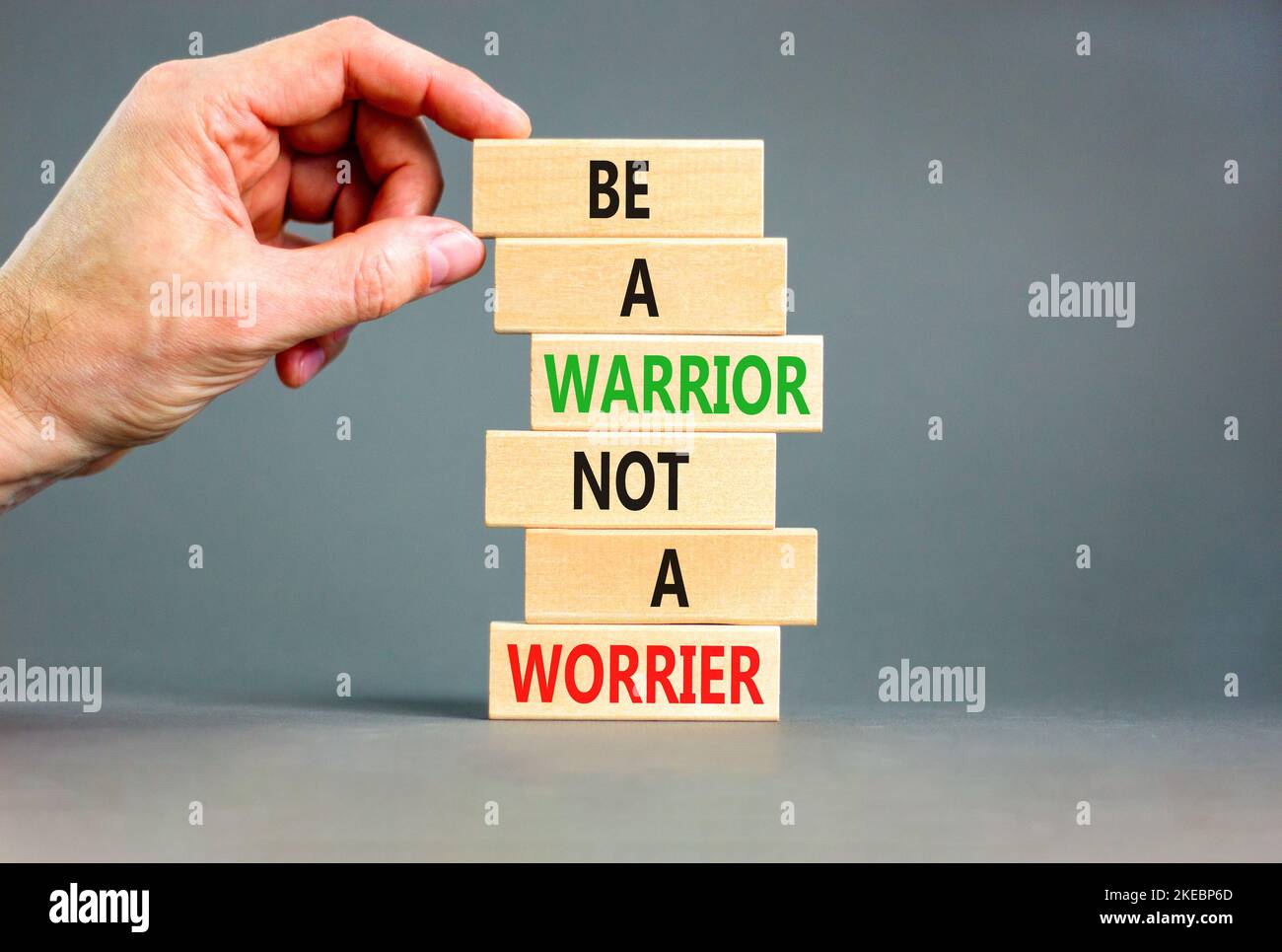 Warrior or worrier symbol. Concept words Be a warrior not a worrier on ...