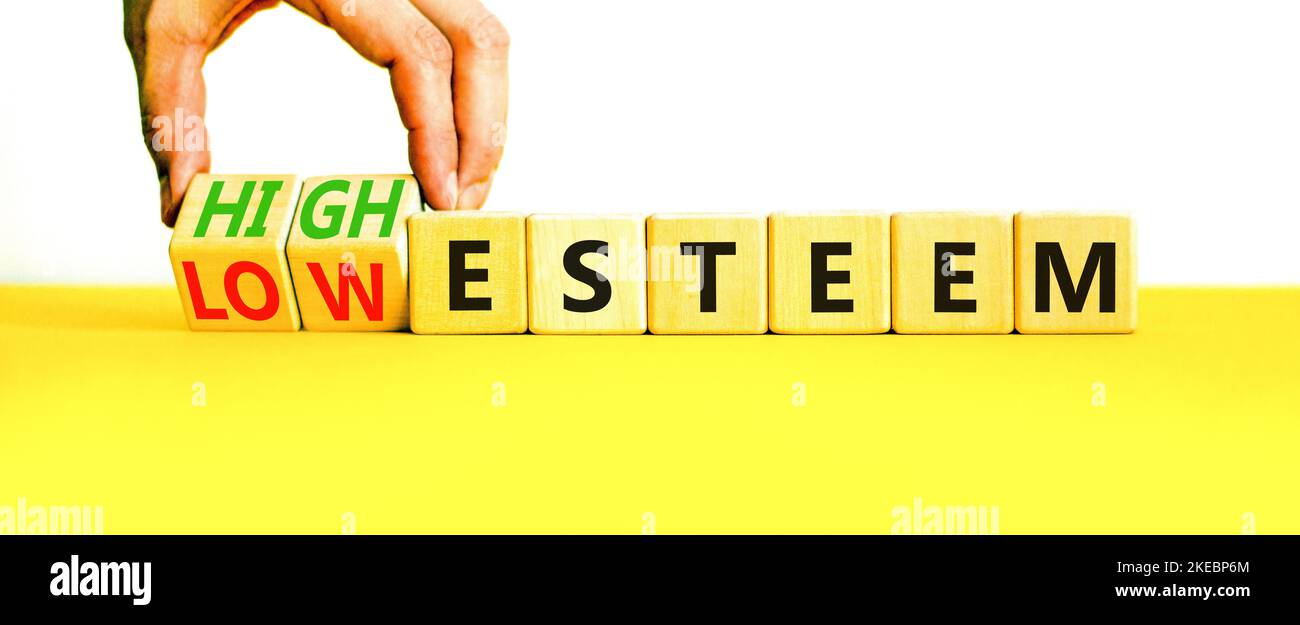 High or low esteem symbol. Concept words High esteem and Low esteem on ...