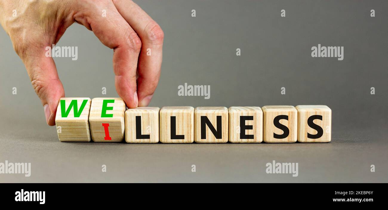 Wellness or illness symbol. Concept words Wellness and Illness on ...